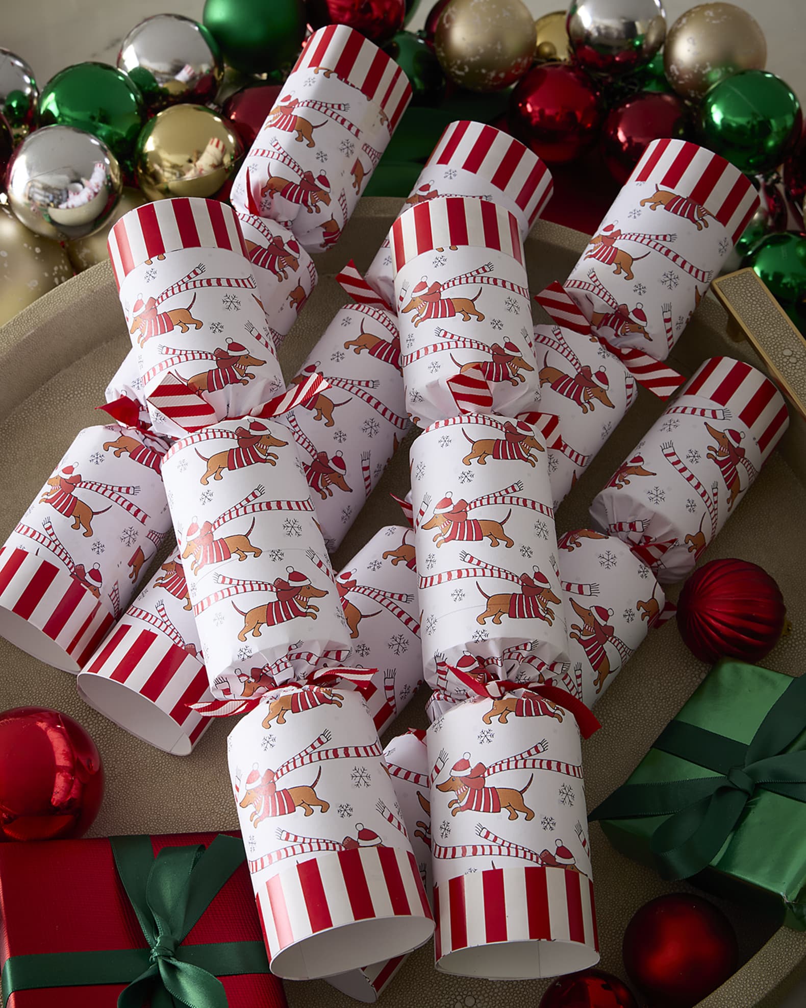 Robin Reed Racing Sausage Dog Christmas Crackers, Set of 6 | Neiman Marcus