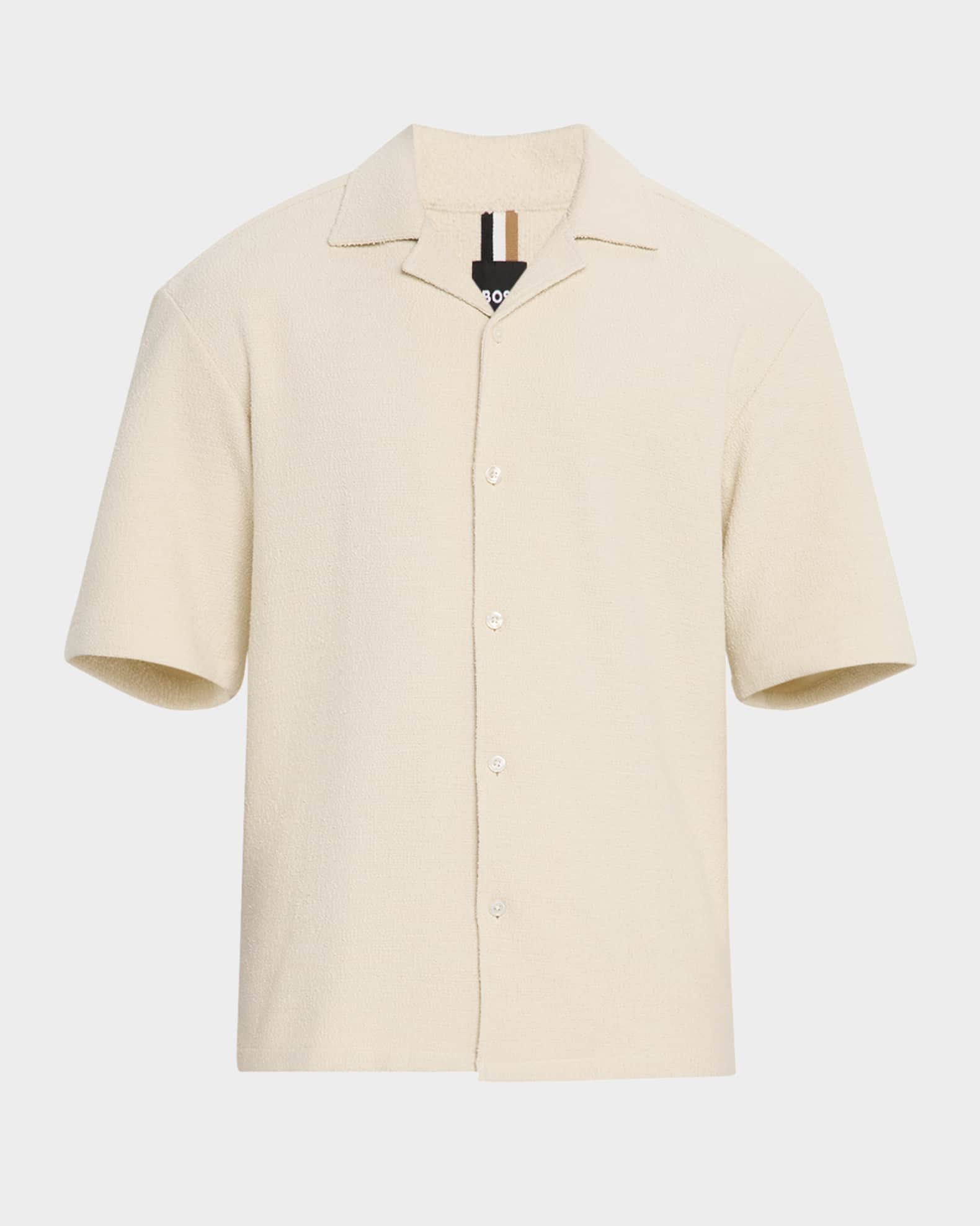 BOSS Men's Lars Textured Organic Cotton Camp Shirt | Neiman Marcus