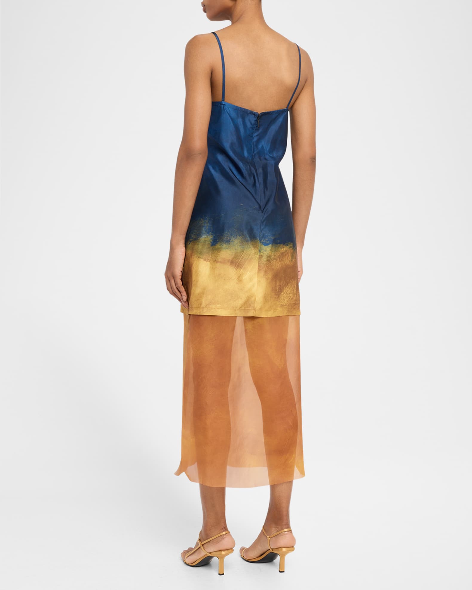 Jason Wu Collection Painted Stripe Organza-Layered Midi Slip Dress ...