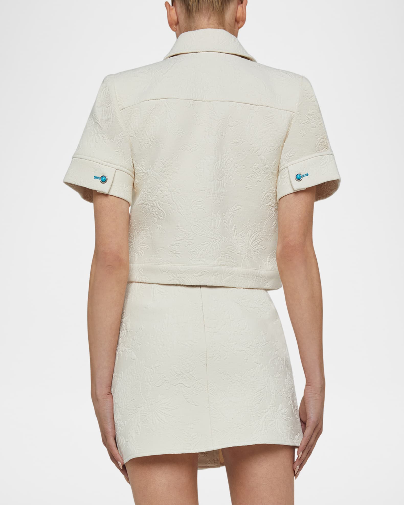 L'Agence Chita Floral Embossed Short-Sleeve Jacket | Neiman Marcus