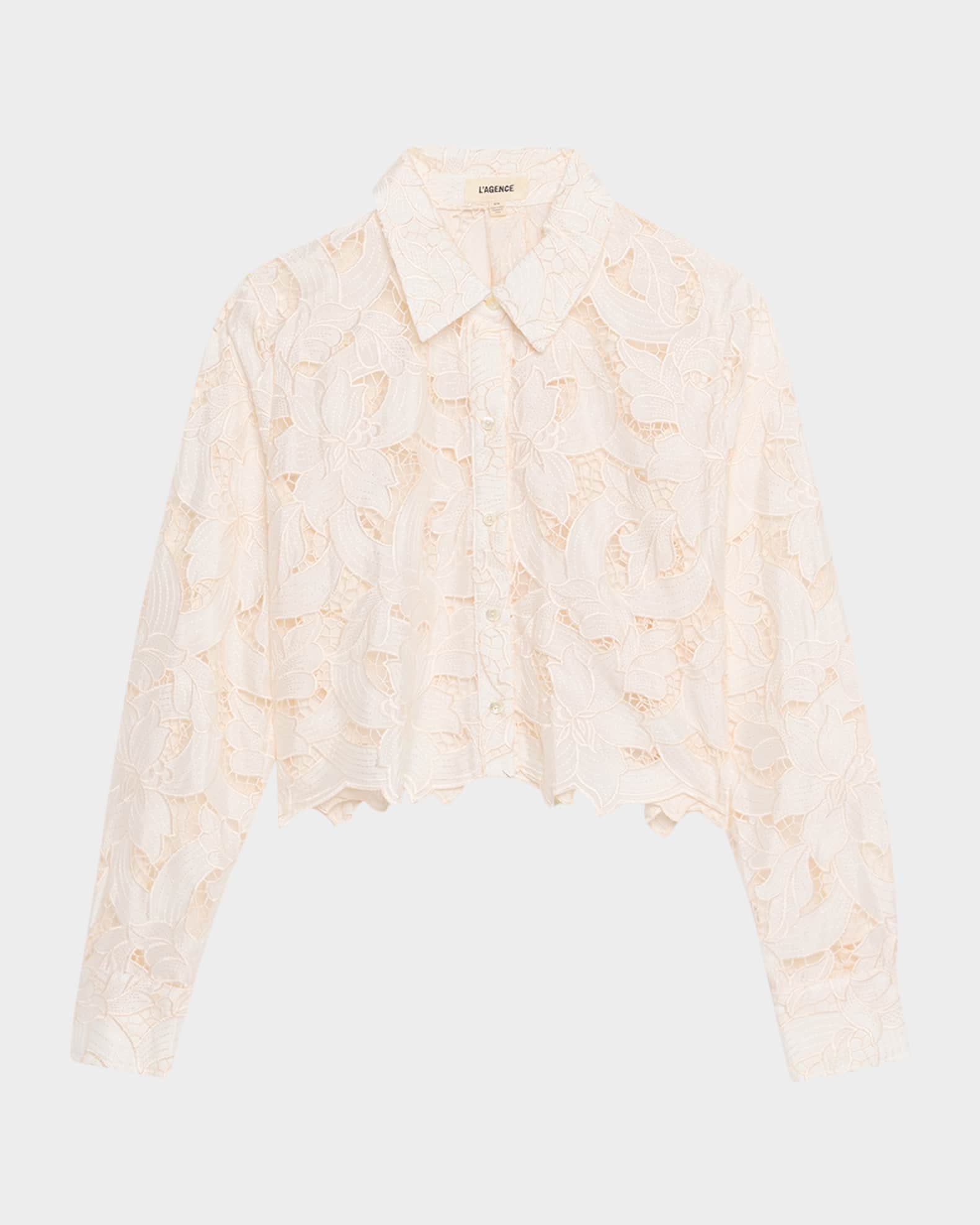 L'Agence Akemi Cropped Button-Front Shirt | Neiman Marcus