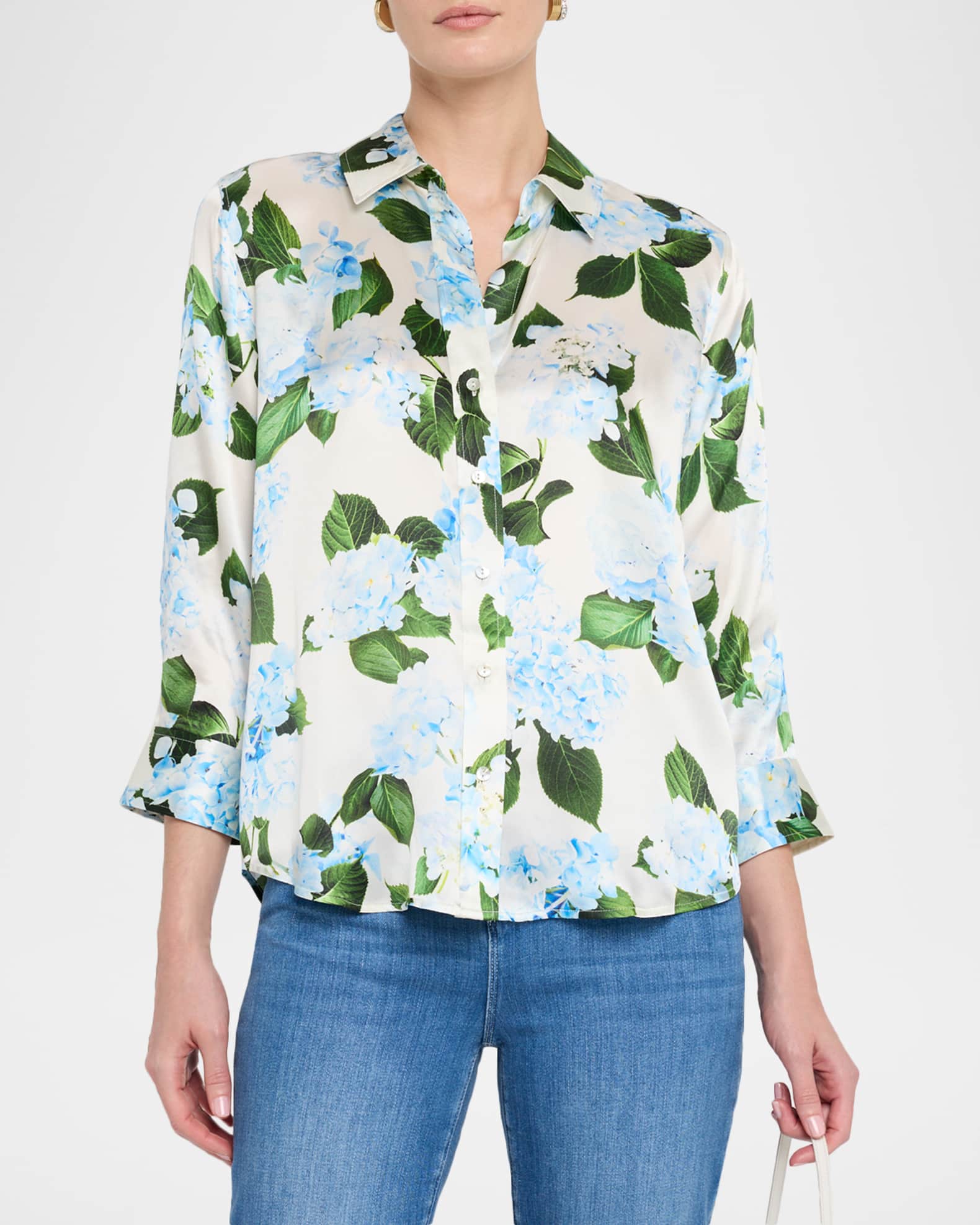 L'Agence Dani Hydrangea Silk Blouse | Neiman Marcus
