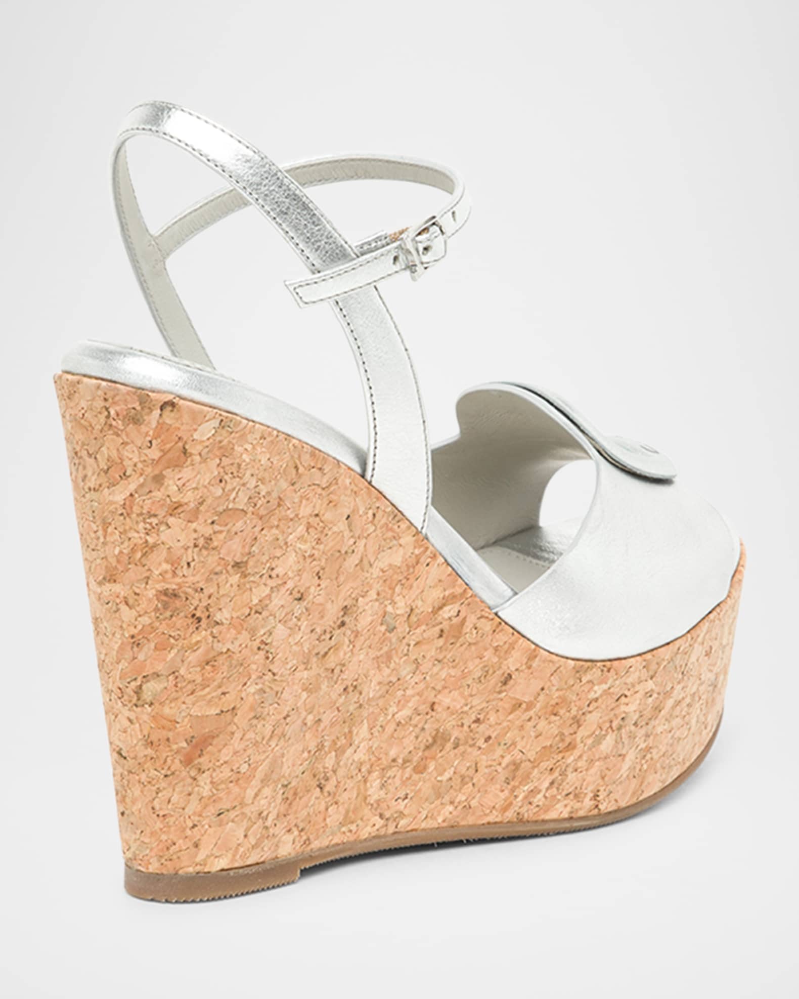 Santoni Nizza Metallic Buckle Wedge Platforms | Neiman Marcus