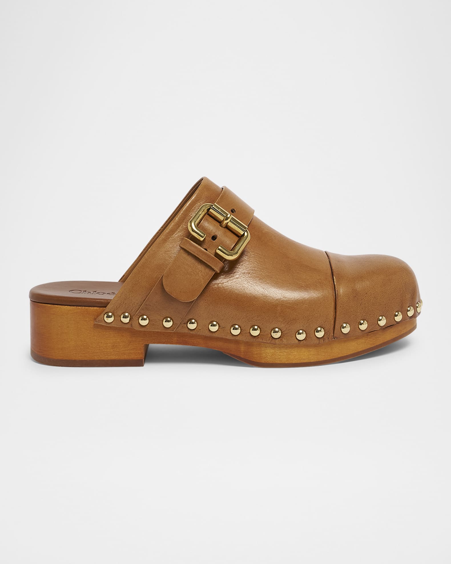 Jeannette Calf Leather Buckle Clogs | Neiman Marcus