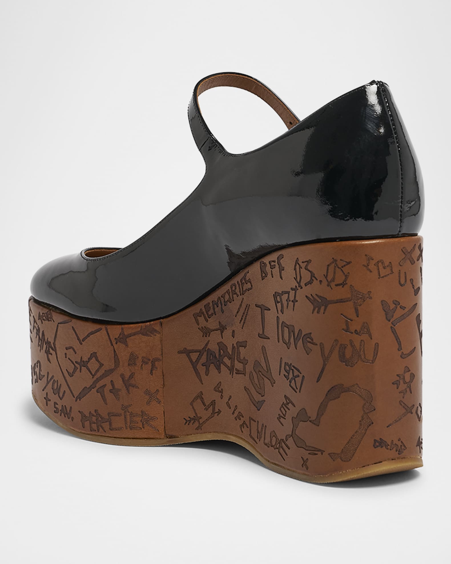 Chloe Maxime Patent Leather Platform Wedge Sandals | Neiman Marcus