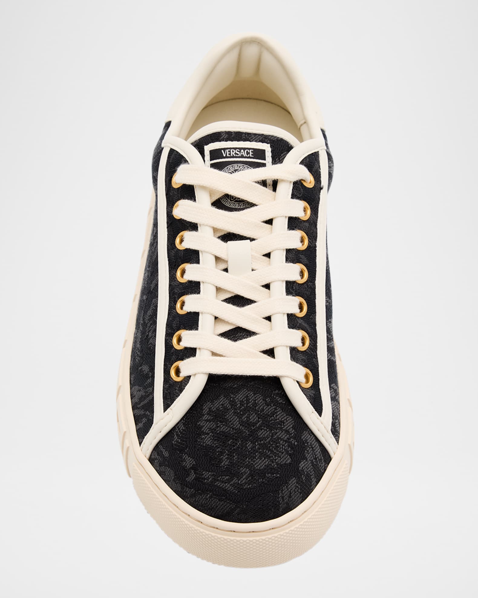 Versace La Greca Embroidered Low-Top Sneakers | Neiman Marcus