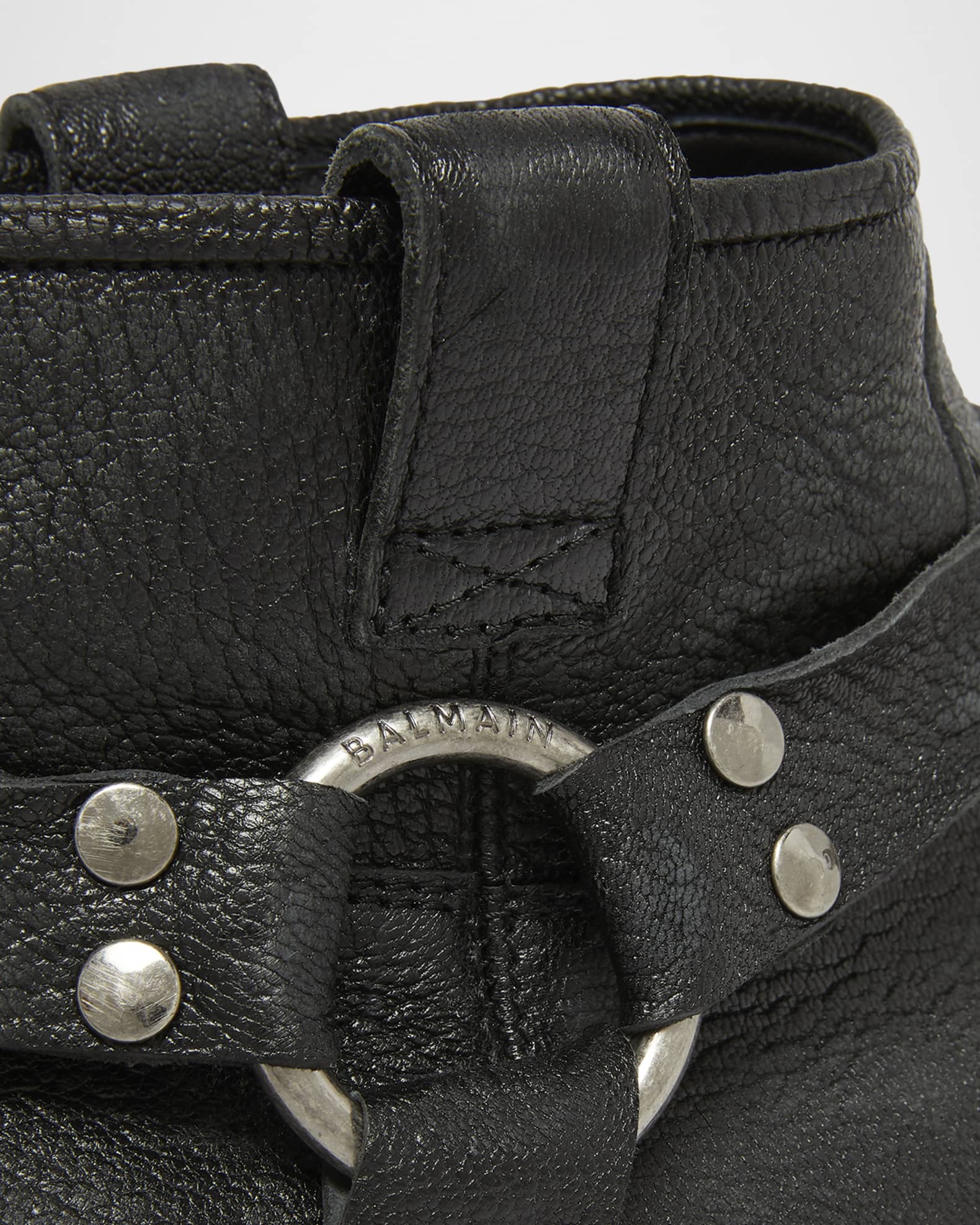 Balmain Men's Biker Calfskin Ankle Boots | Neiman Marcus