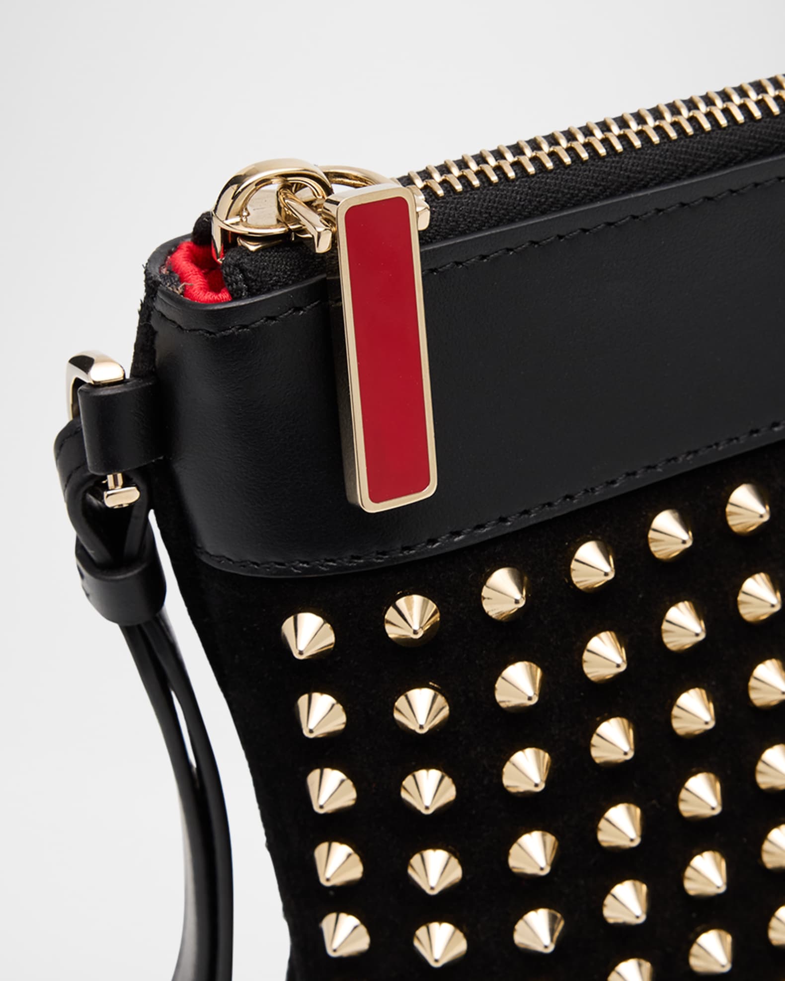 Christian Louboutin Funky Spike Pouch Bag in Suede | Neiman Marcus