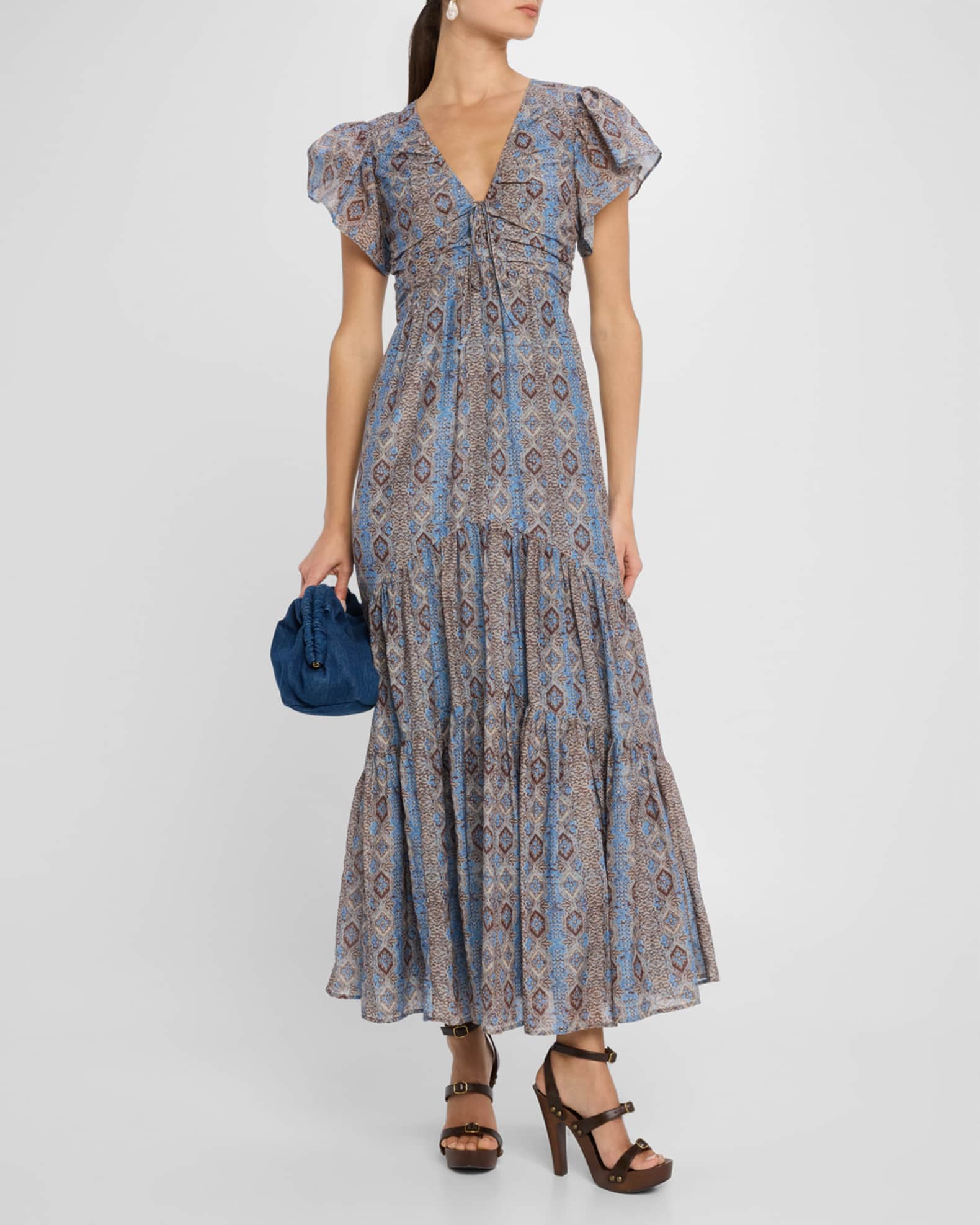 PAIGE Kinga Ribbed V-Neck Maxi Dress | Neiman Marcus