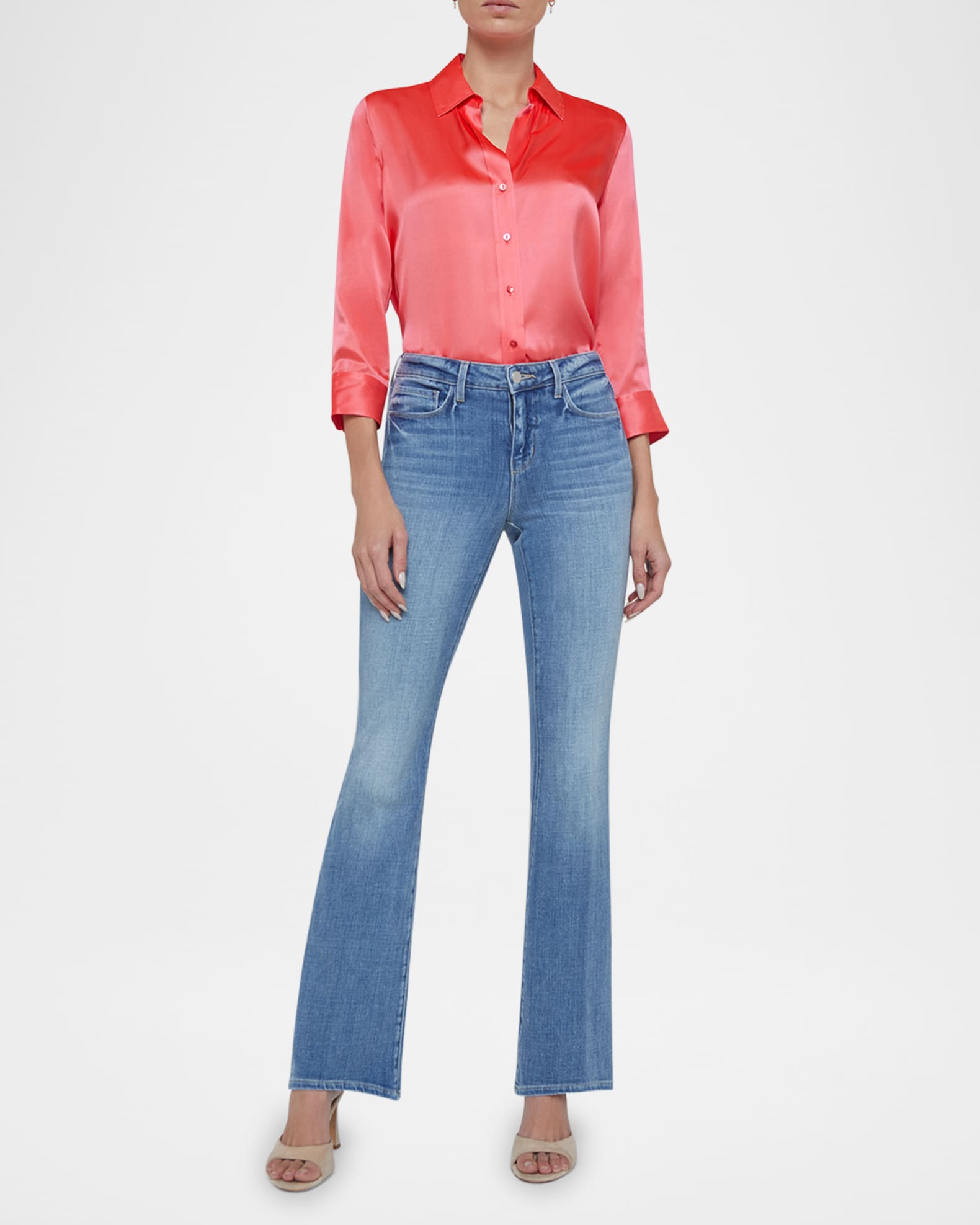 L'Agence Cara Low-Rise Bootcut Jeans | Neiman Marcus