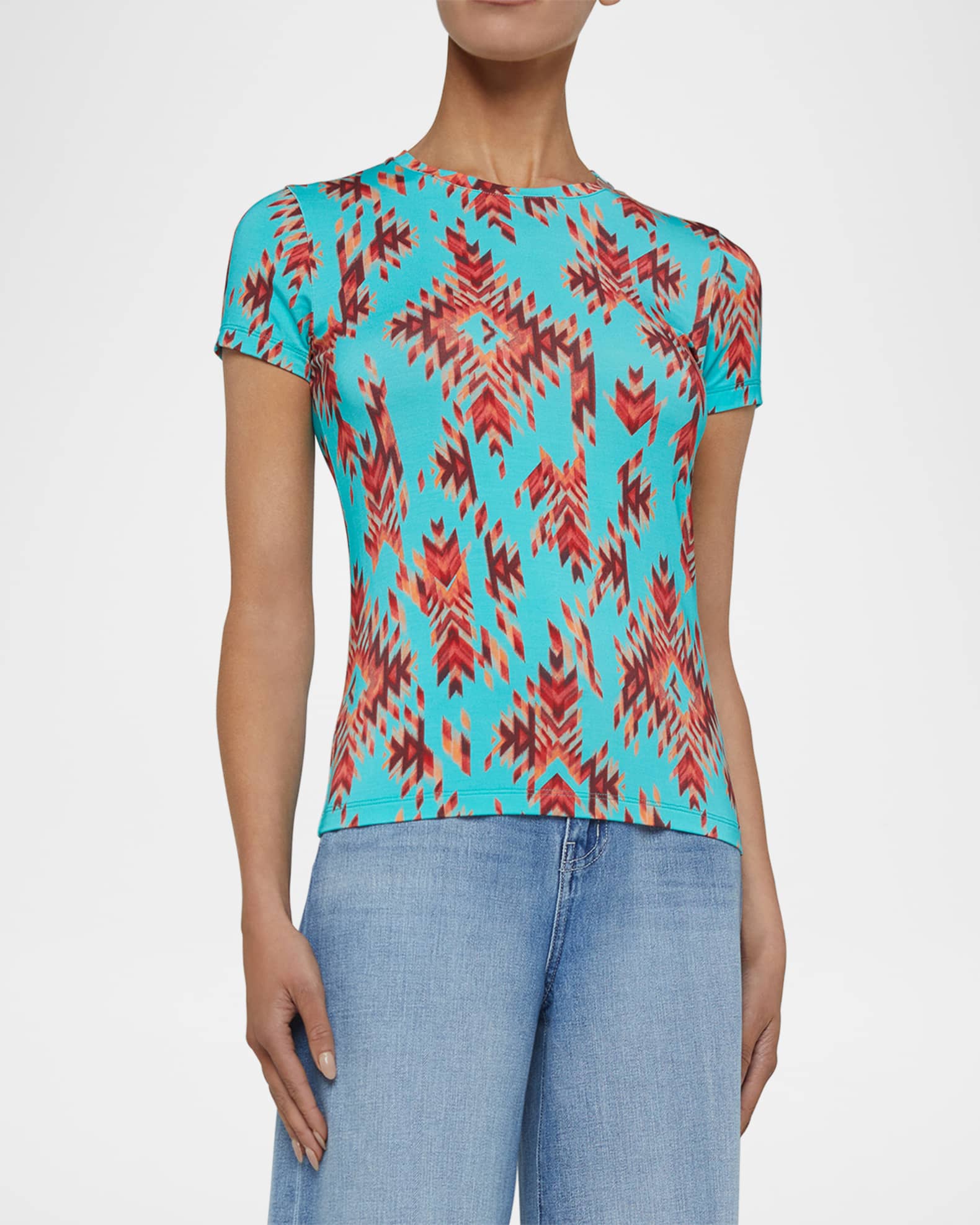 L'Agence Ressi Short-Sleeve Printed Tee | Neiman Marcus