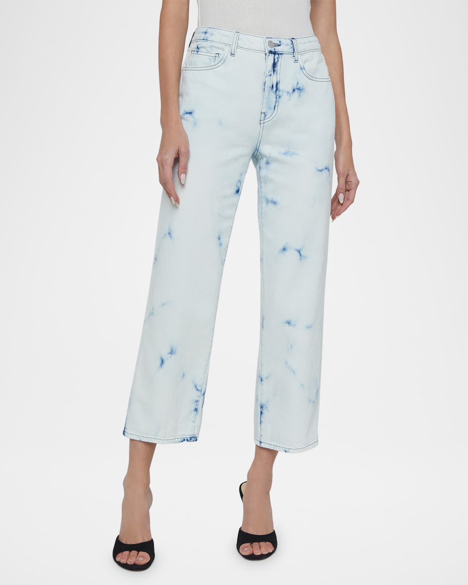 L'Agence June Ultra-High Rise Crop Stovepipe Jeans | Neiman Marcus