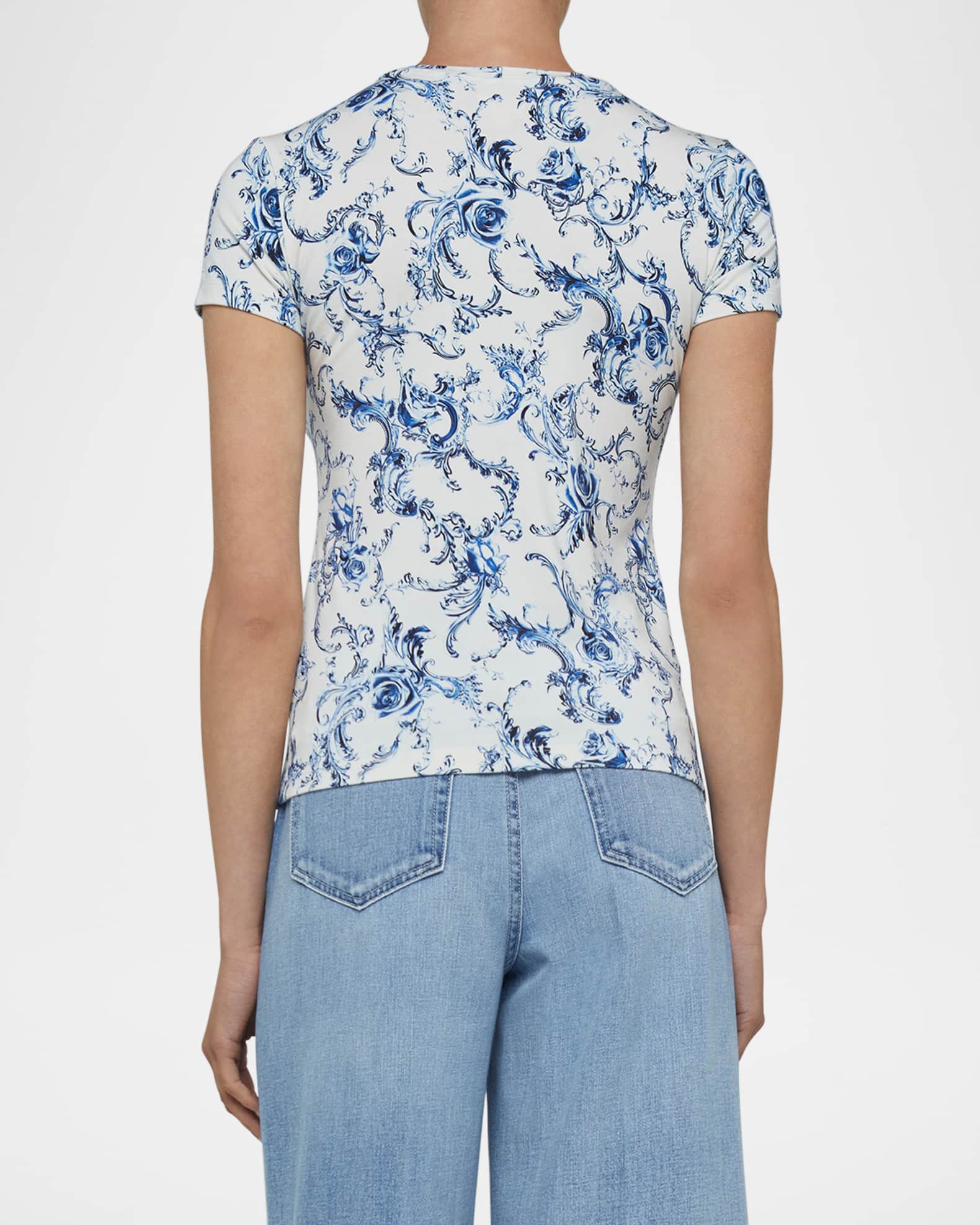L'Agence Ressi Short-Sleeve Baroque Tee | Neiman Marcus