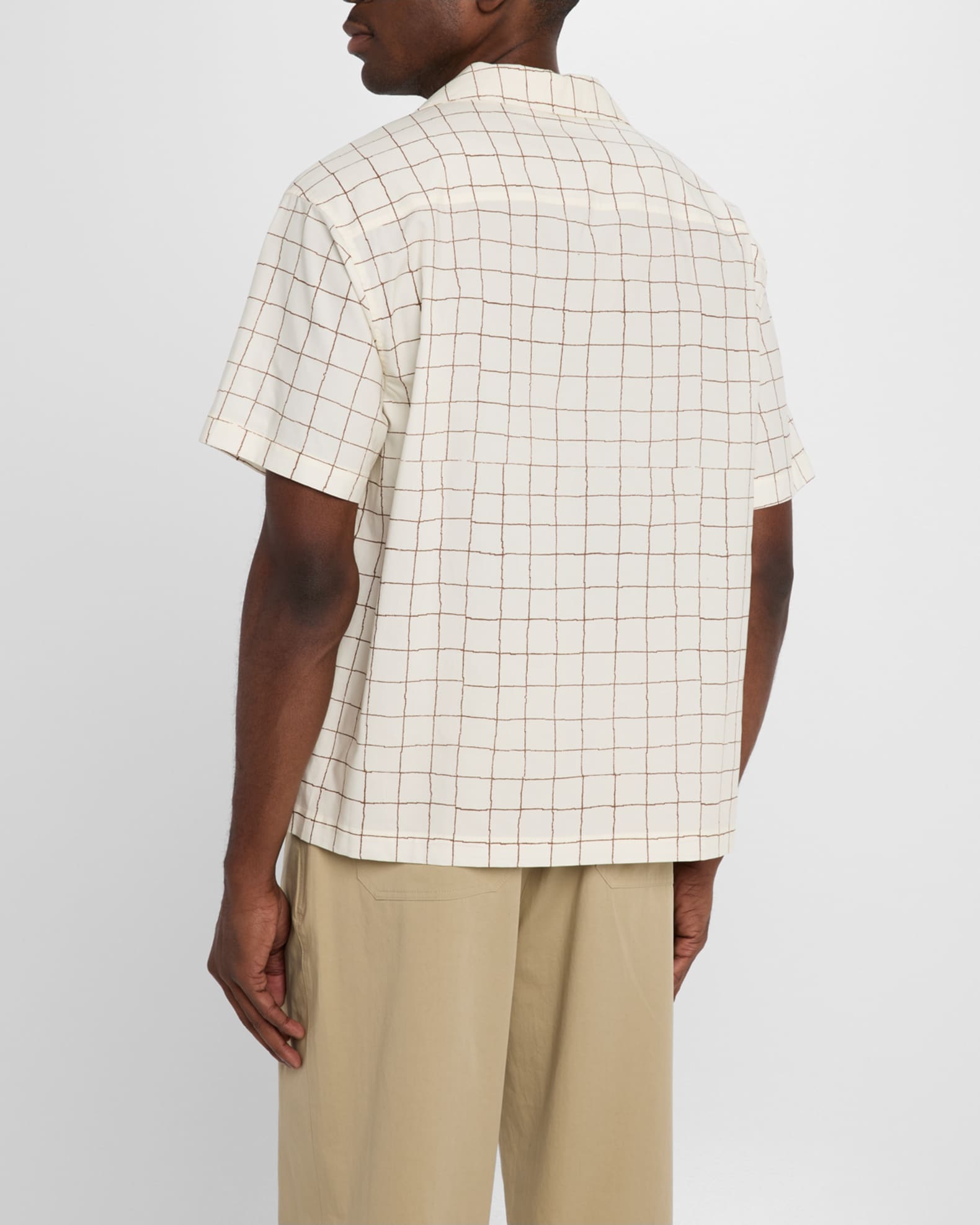 FRAME Men's Grid-Print Camp Shirt | Neiman Marcus