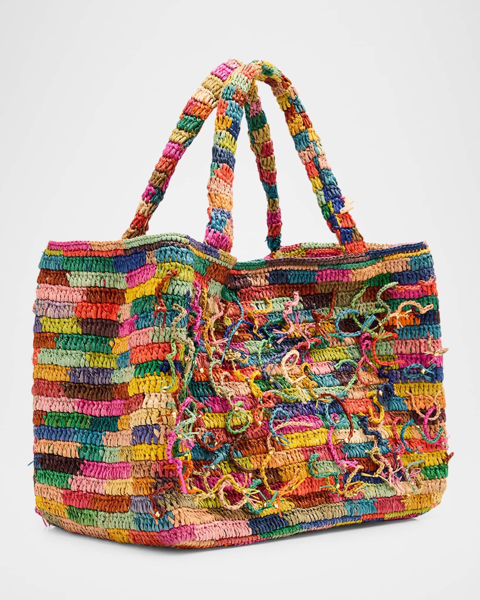 Made For A Woman Spaghetti Woven Tote Bag with Beaded Fringe | Neiman ...