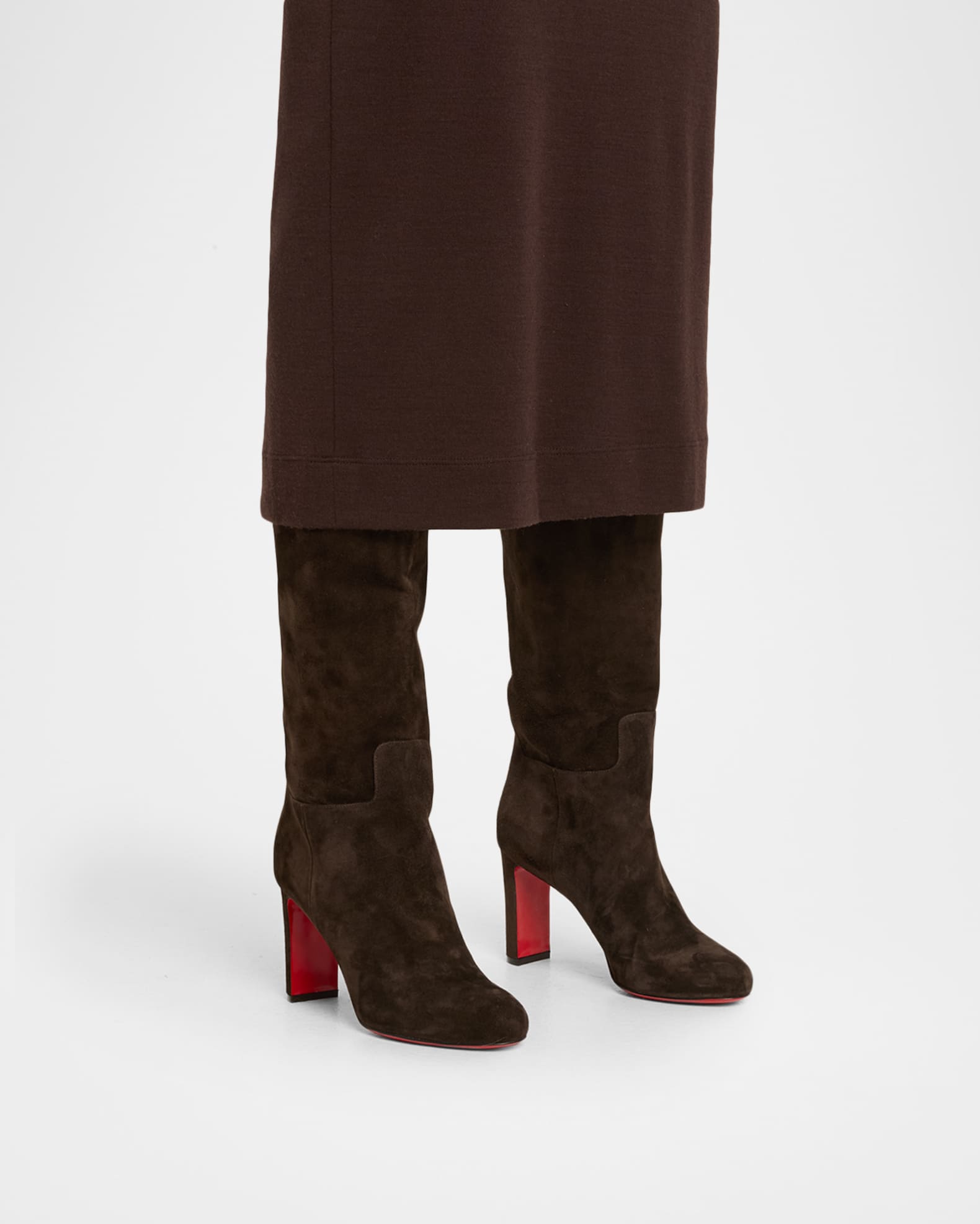 Christian Louboutin 85mm Loo Botta Suede Knee-High Boots | Neiman Marcus