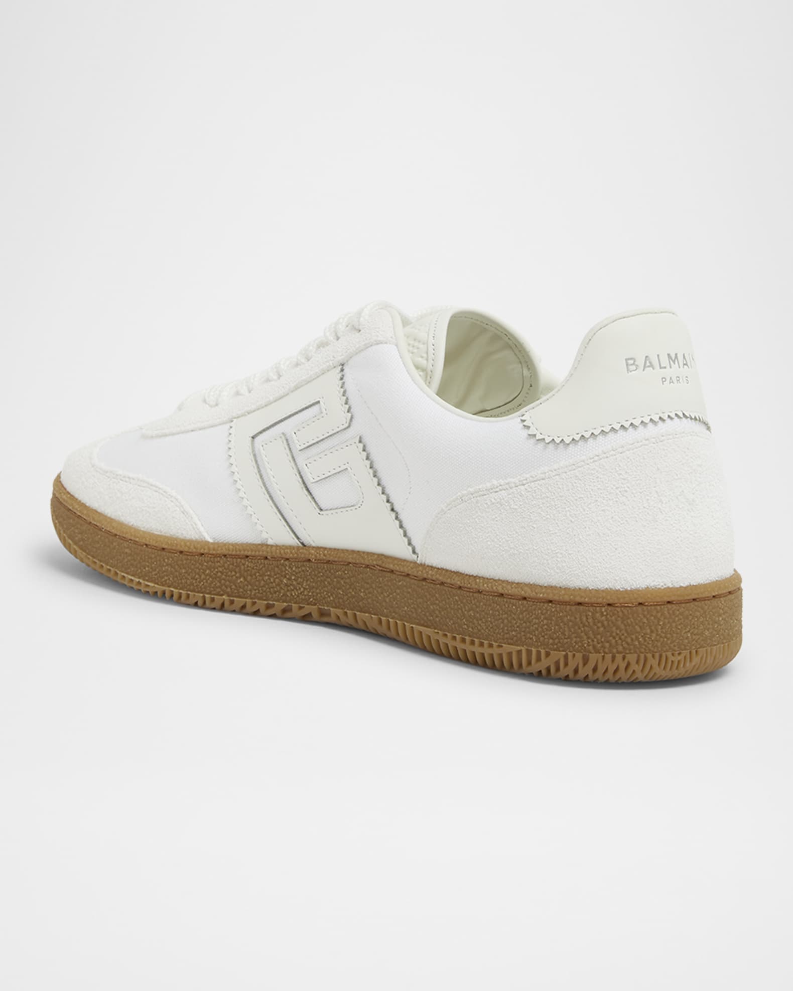 Balmain Swan Calf Suede Low-Top Sneakers | Neiman Marcus