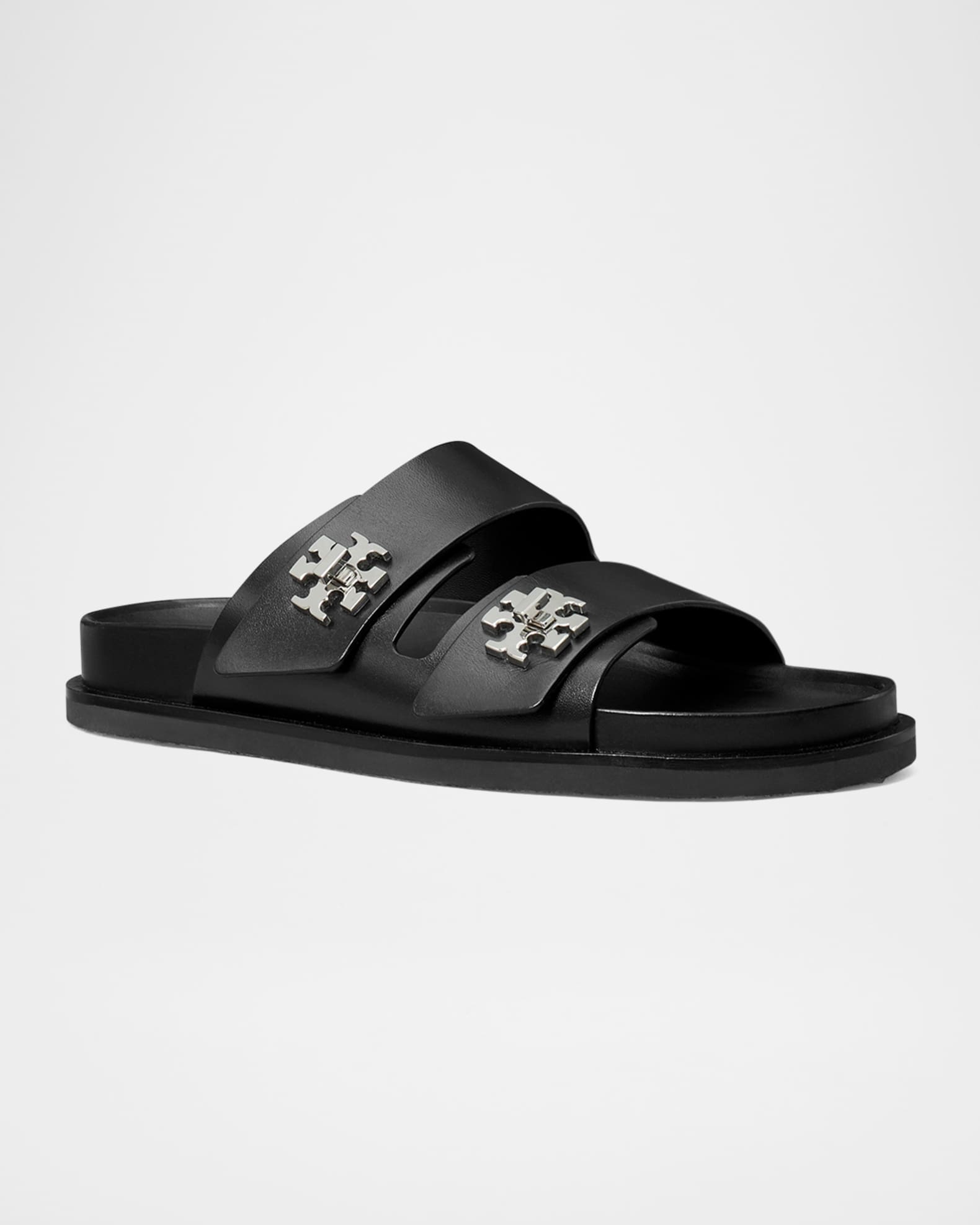 T-Lock Leather Sport Slide Sandals | Neiman Marcus
