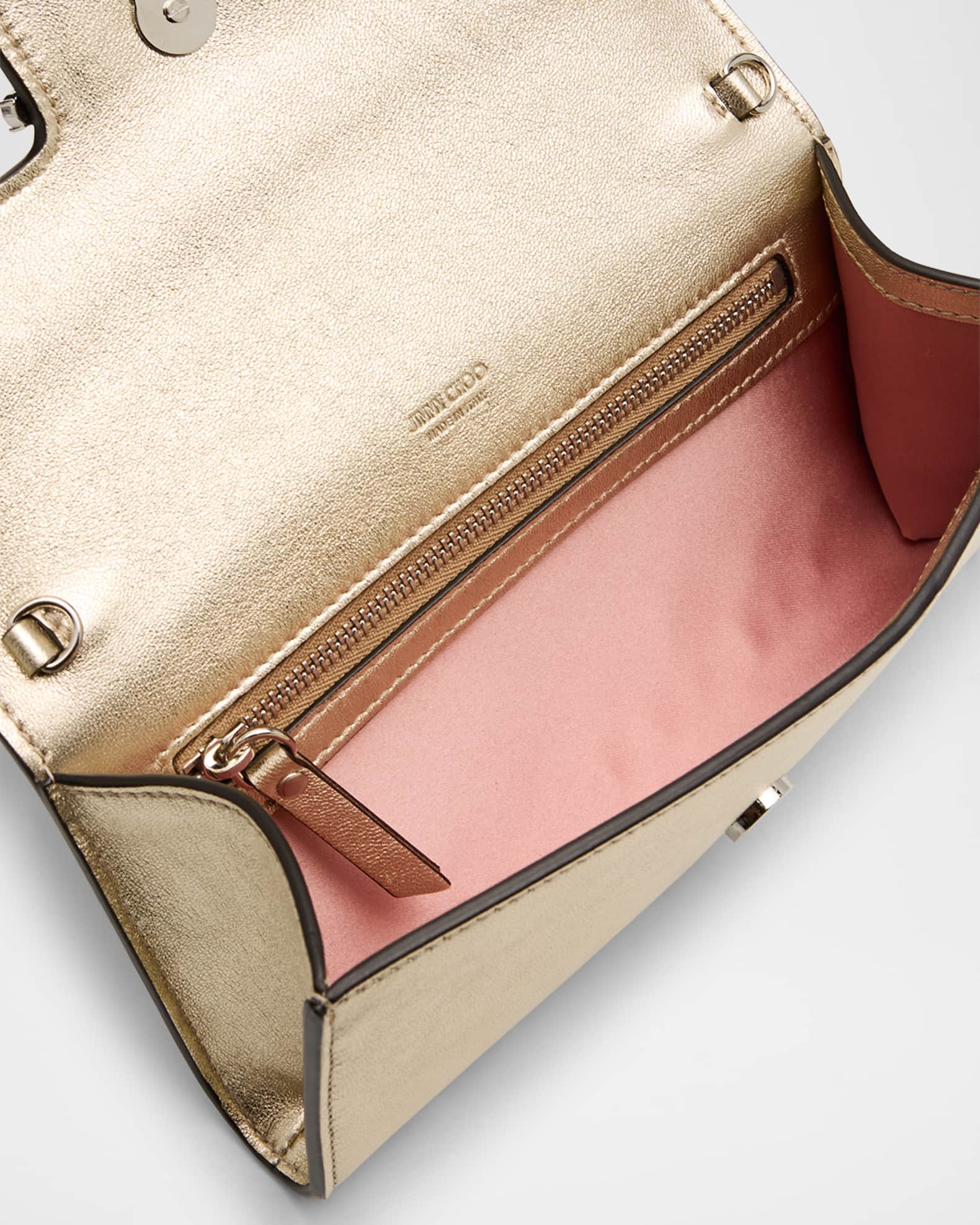 Jimmy Choo Bing Crystal Metallic Leather Wallet | Neiman Marcus