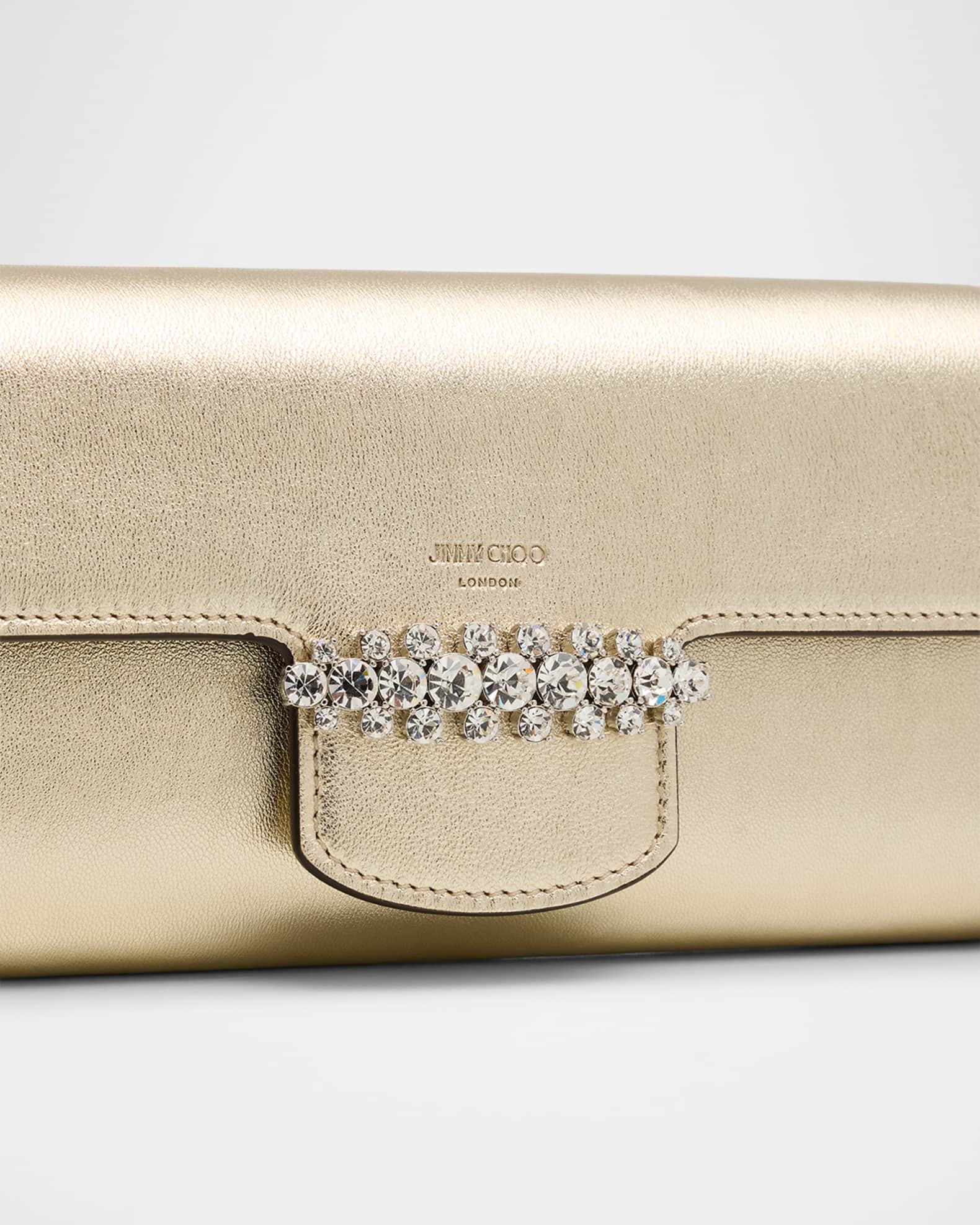 Jimmy Choo Bing Crystal Metallic Leather Wallet | Neiman Marcus