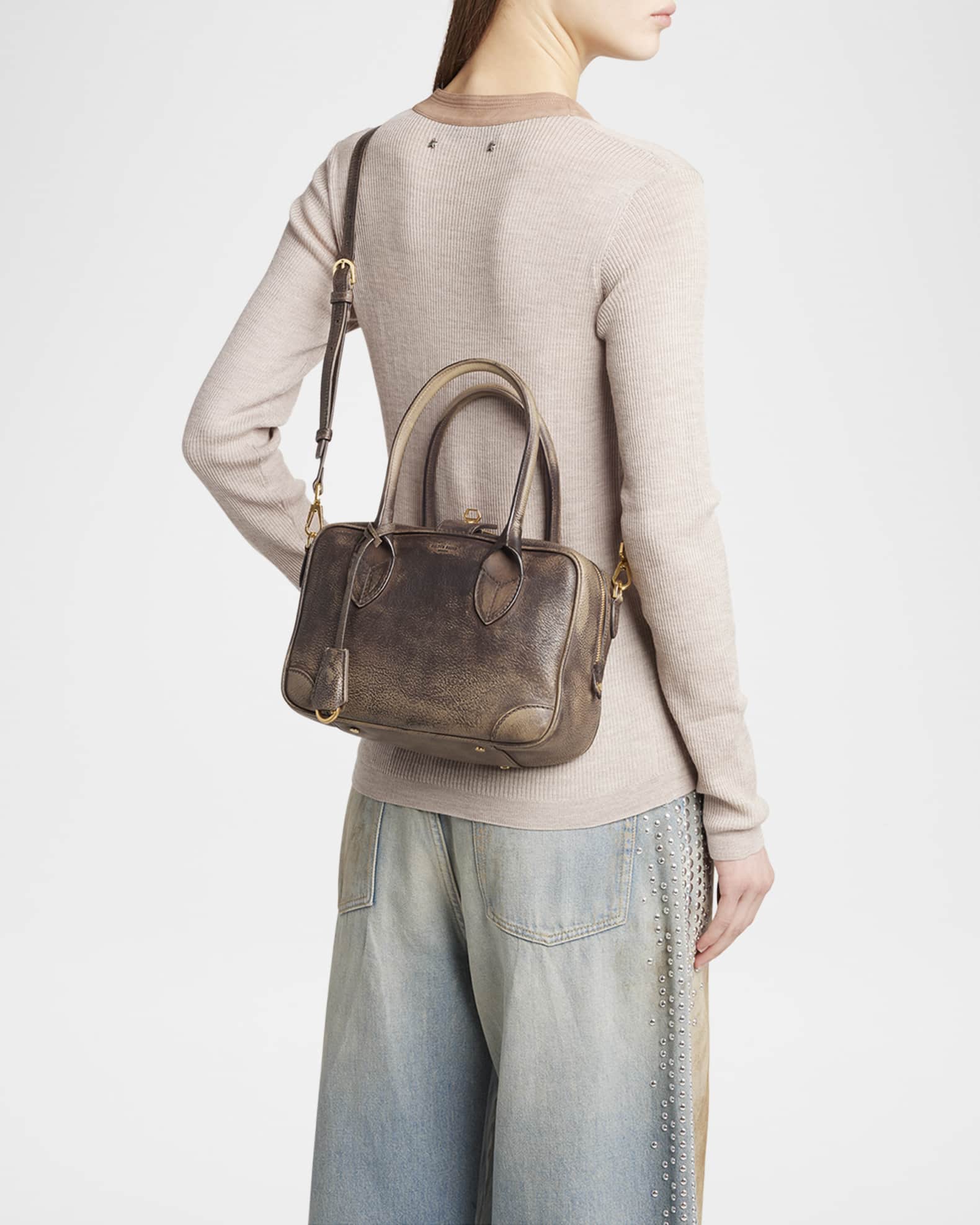 Vita Faded Leather Shoulder Bag | Neiman Marcus