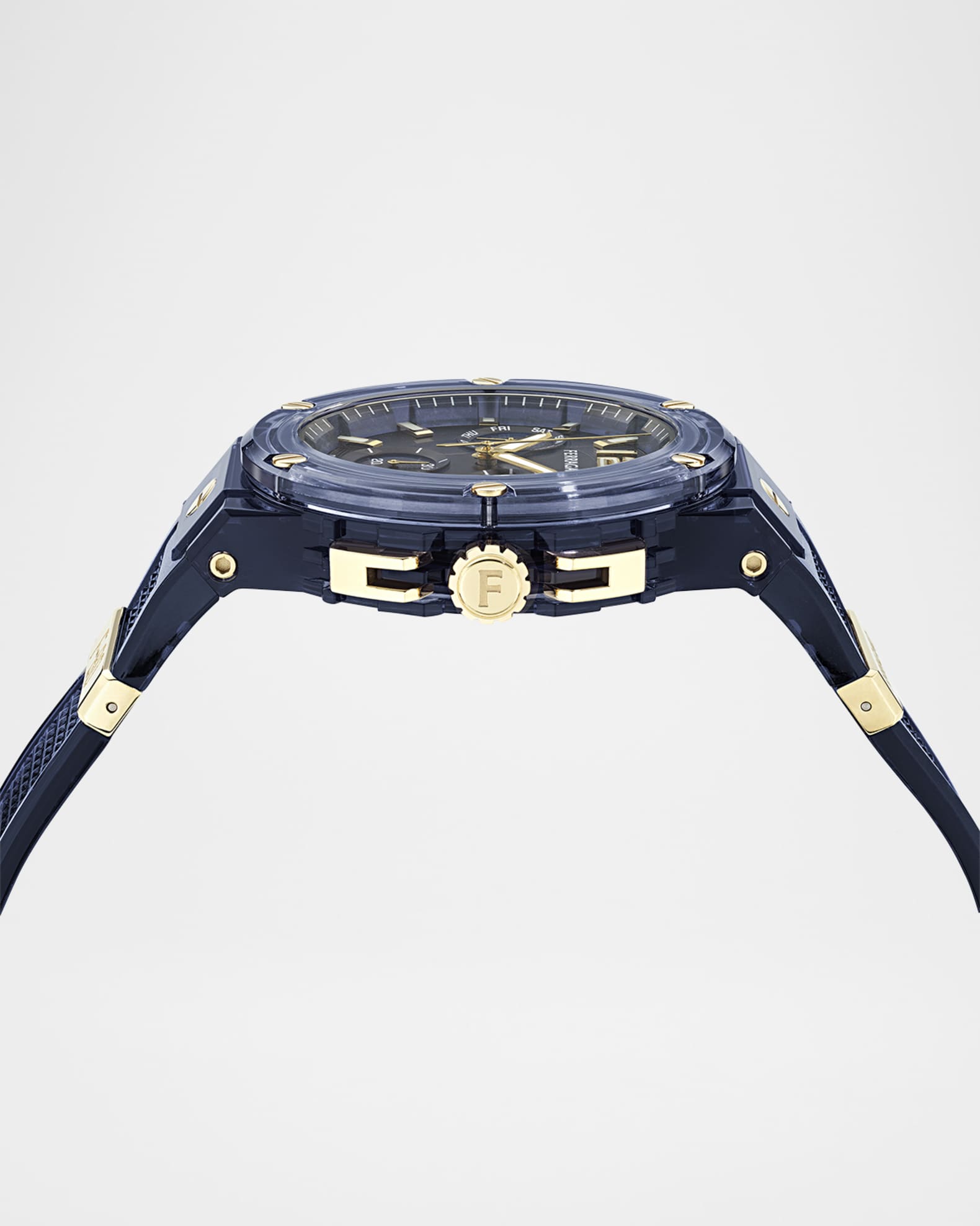 Ferragamo F-80 44mm Translucent Blue Bioplastic Chronograph Watch ...