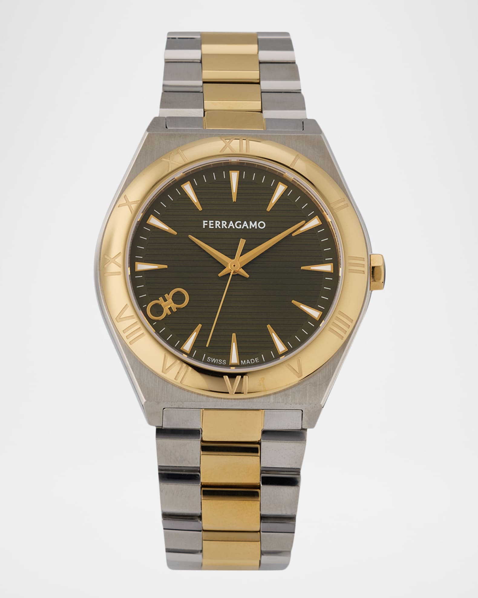 Ferragamo Vega Upper East 40mm Two Tone Bracelet Watch | Neiman Marcus