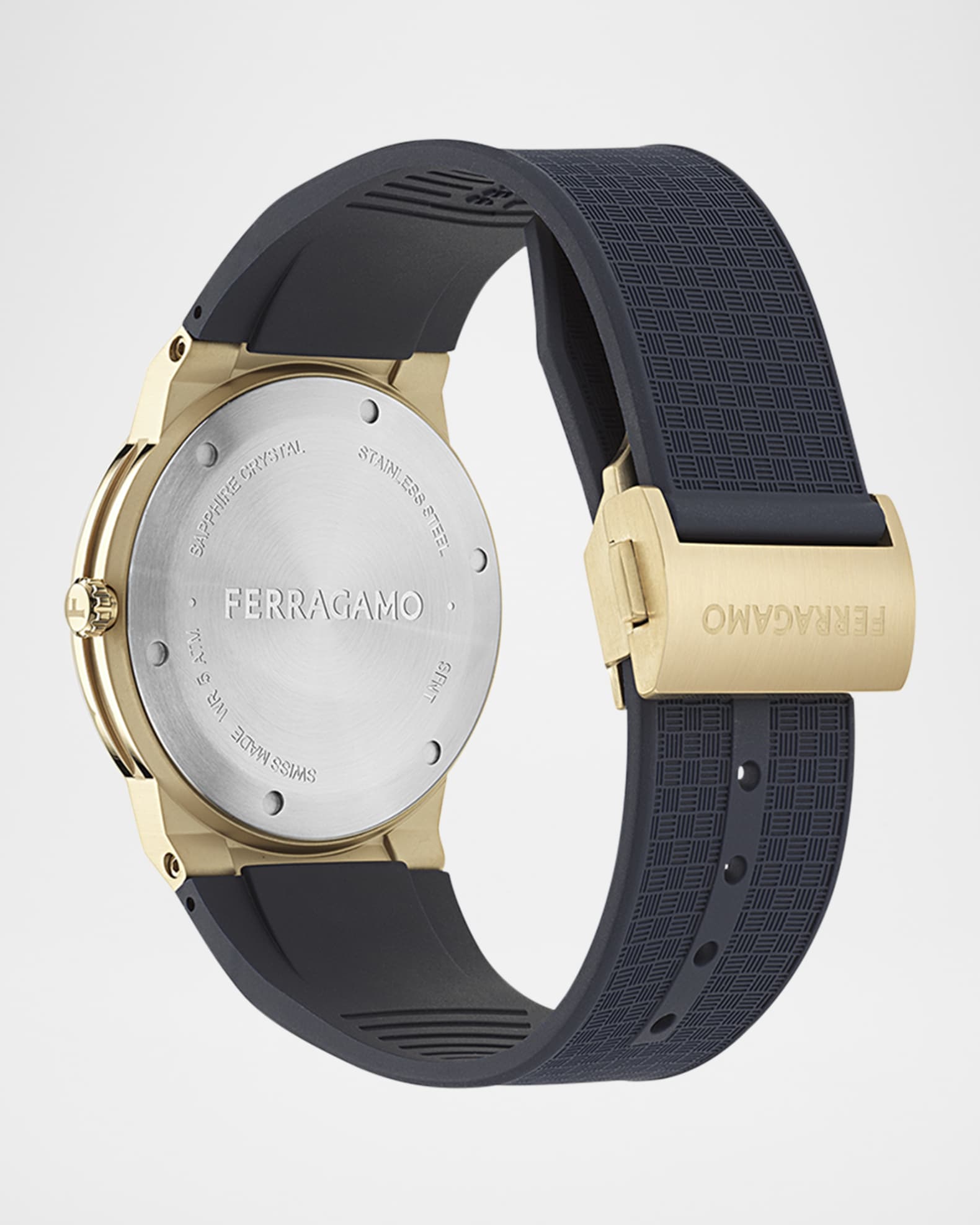Ferragamo Ferragamo Sapphire Logo 41mm IP Yellow Gold Recycled PU Watch ...
