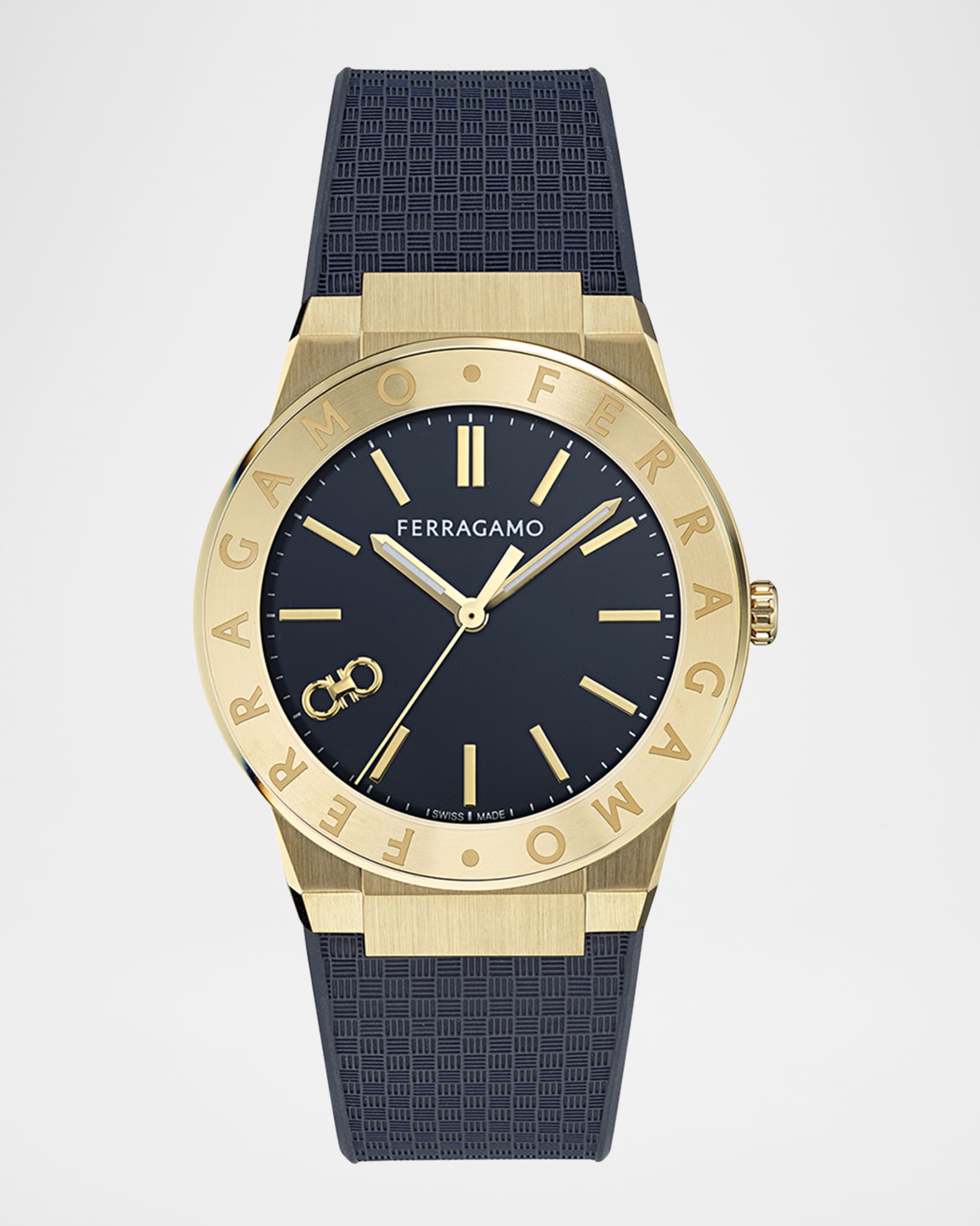 Ferragamo Ferragamo Sapphire Logo 41mm IP Yellow Gold Recycled PU Watch ...