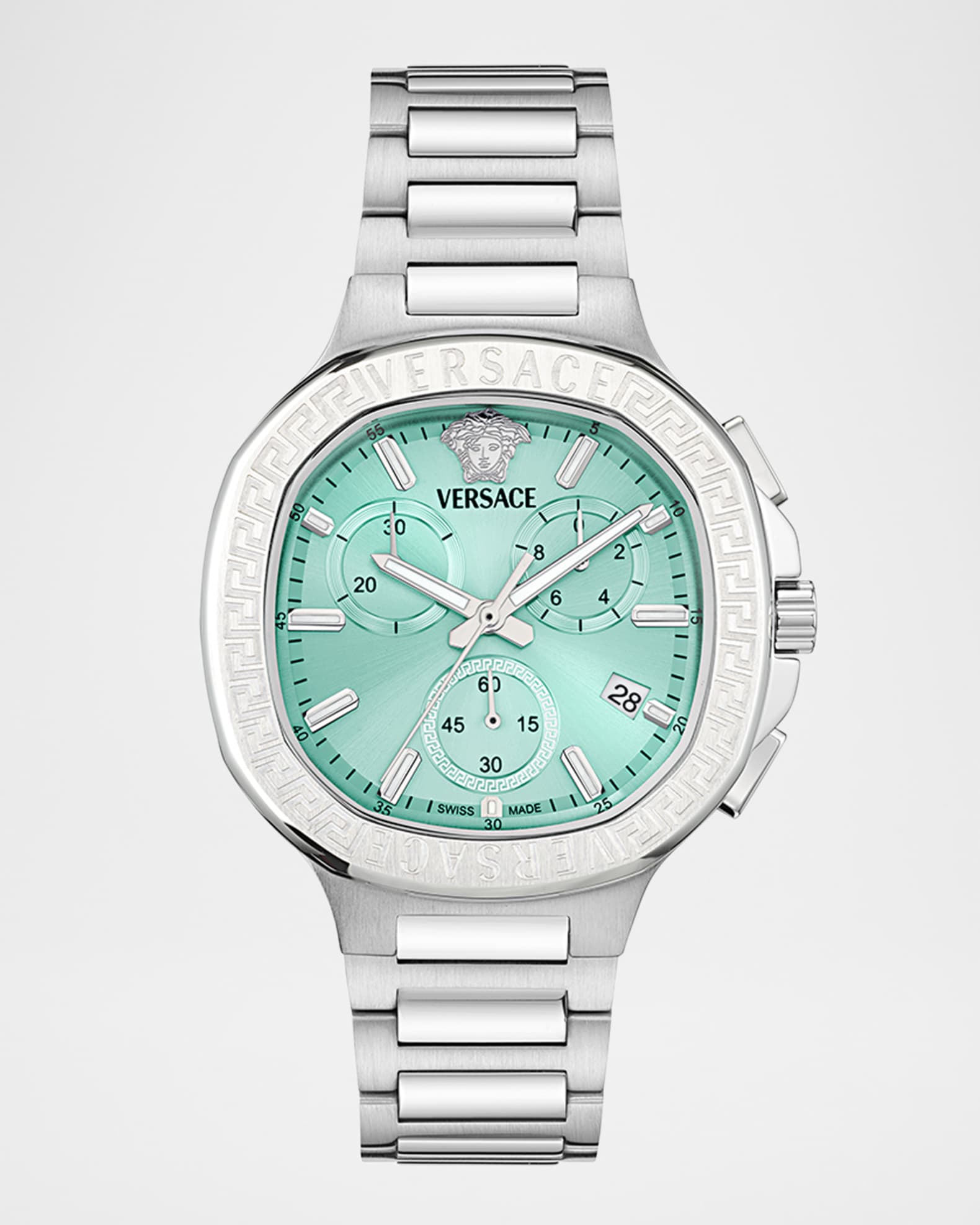 Versace V-Chrono Square 40mm Stainless Steel Bracelet Watch | Neiman Marcus