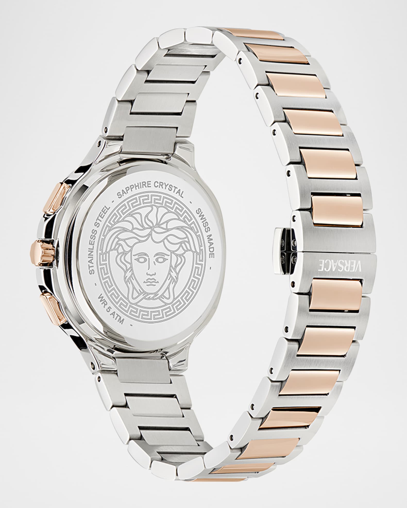 Versace V-Chrono Square 40mm Two Tone Bracelet Watch | Neiman Marcus