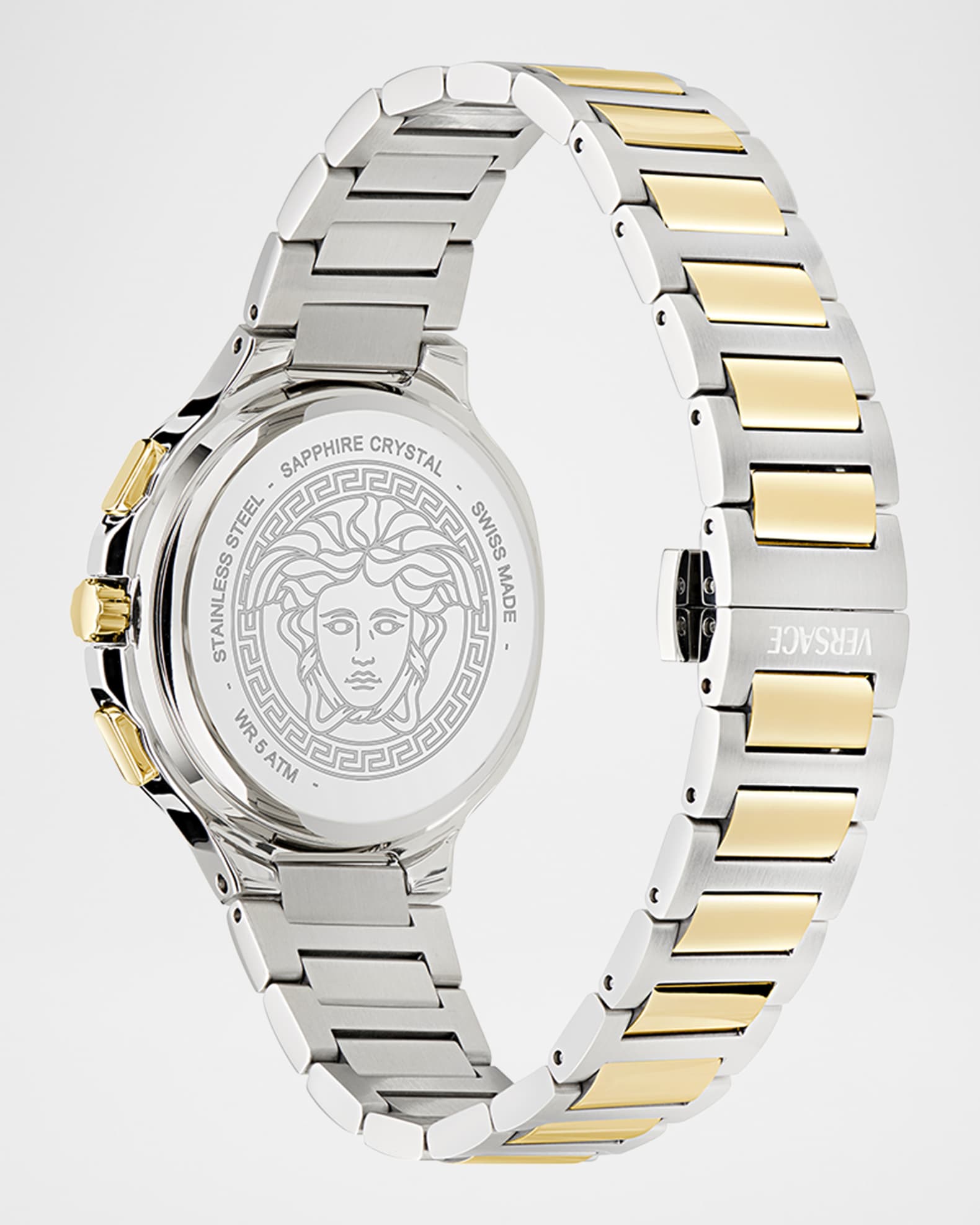 Versace V-Chrono Square 40mm Two Tone Bracelet Watch | Neiman Marcus