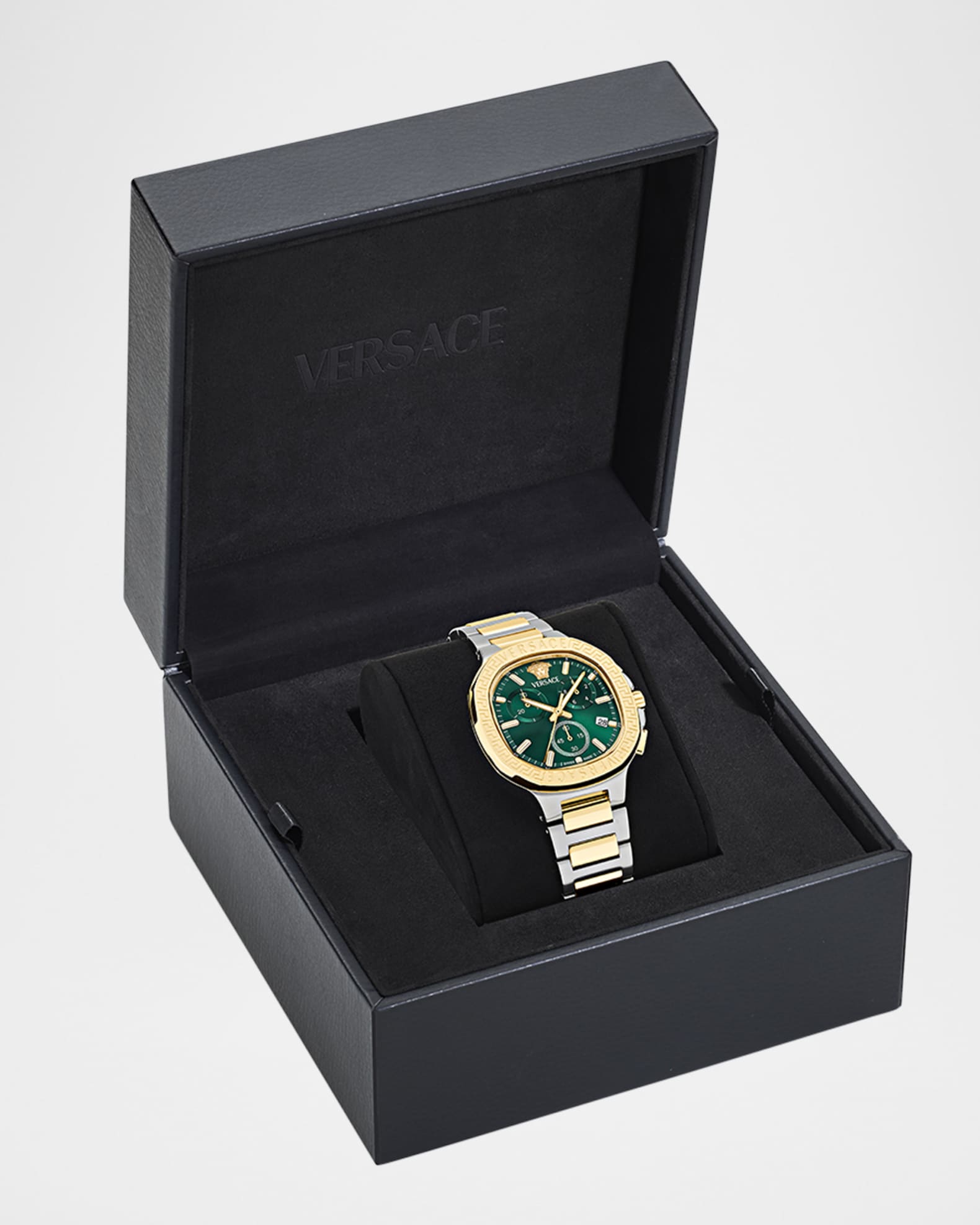 Versace V-Chrono Square 40mm Two Tone Bracelet Watch | Neiman Marcus
