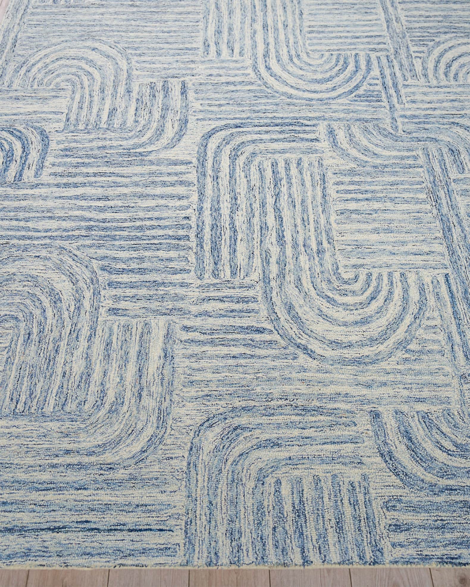 Exquisite Rugs Juno Hand-Tufted Blue/Ivory Rug, 9' x 12' | Neiman Marcus