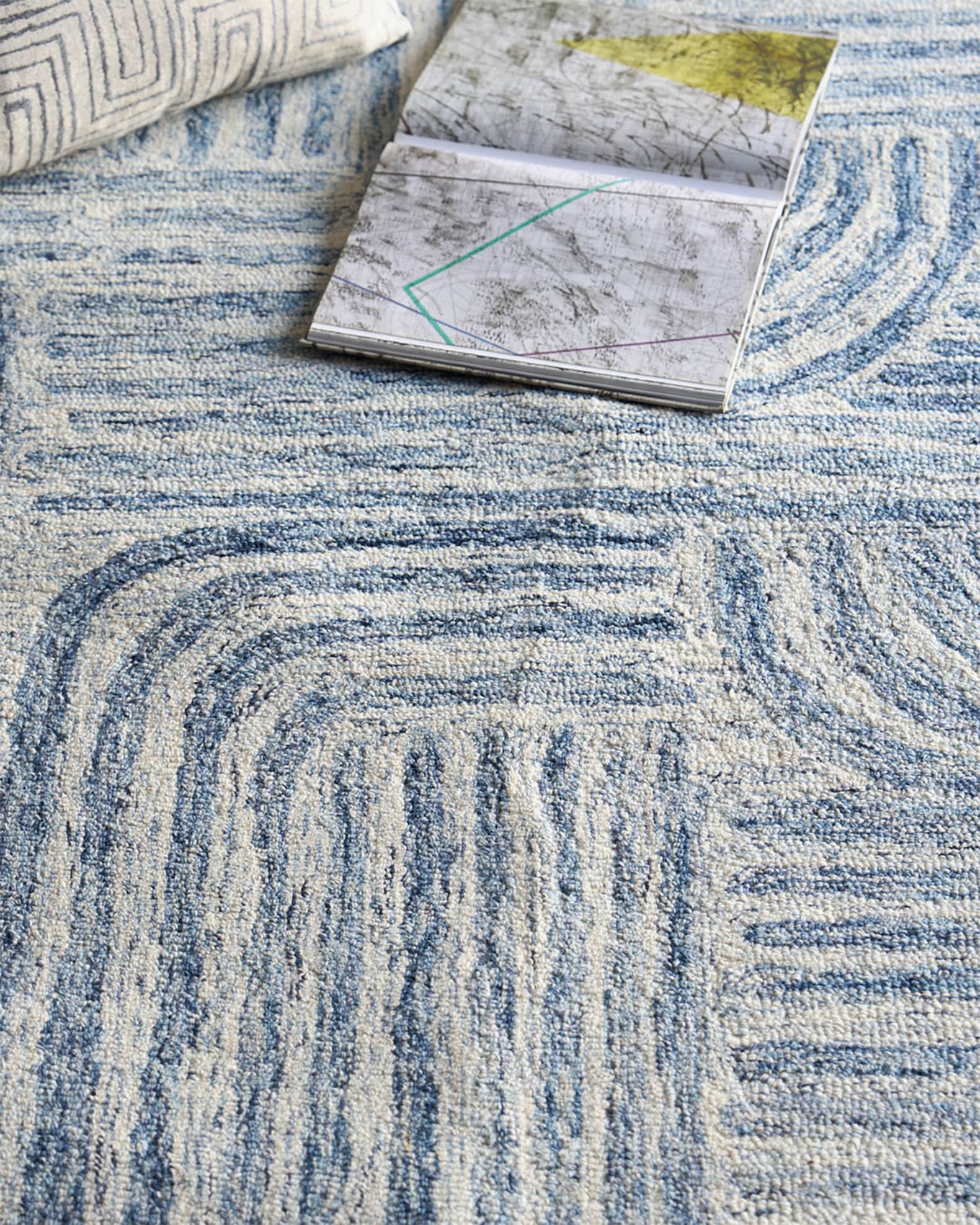 Exquisite Rugs Juno Hand-Tufted Blue/Ivory Rug, 9' x 12' | Neiman Marcus