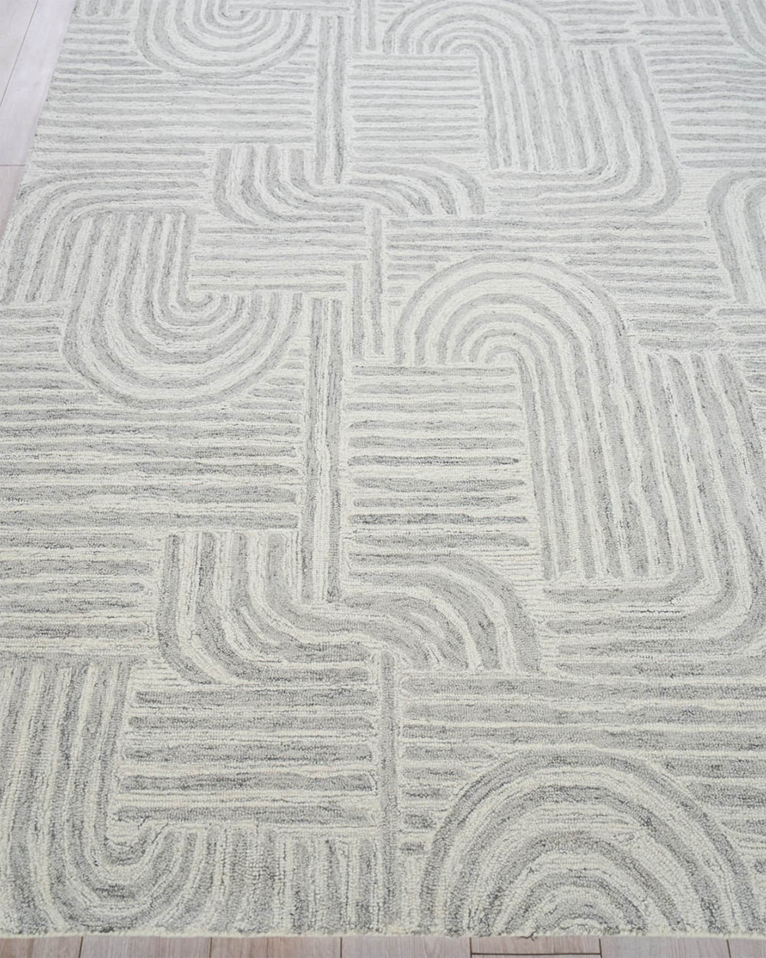 Exquisite Rugs Juno Hand-Tufted Gray/Ivory Rug, 9' x 12' | Neiman Marcus