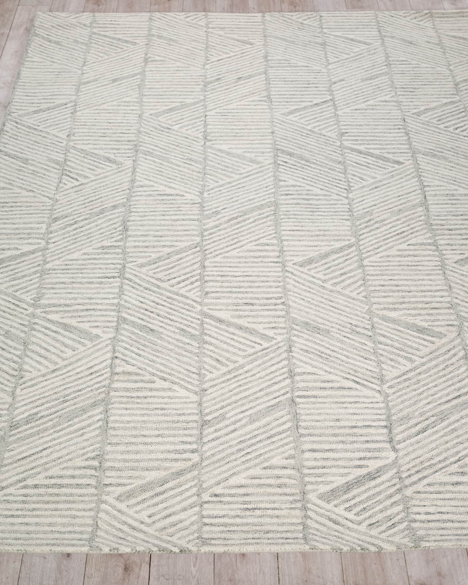 Exquisite Rugs Kascata Hand-Tufted Silver/Ivory Rug, 10' x 14' | Neiman ...