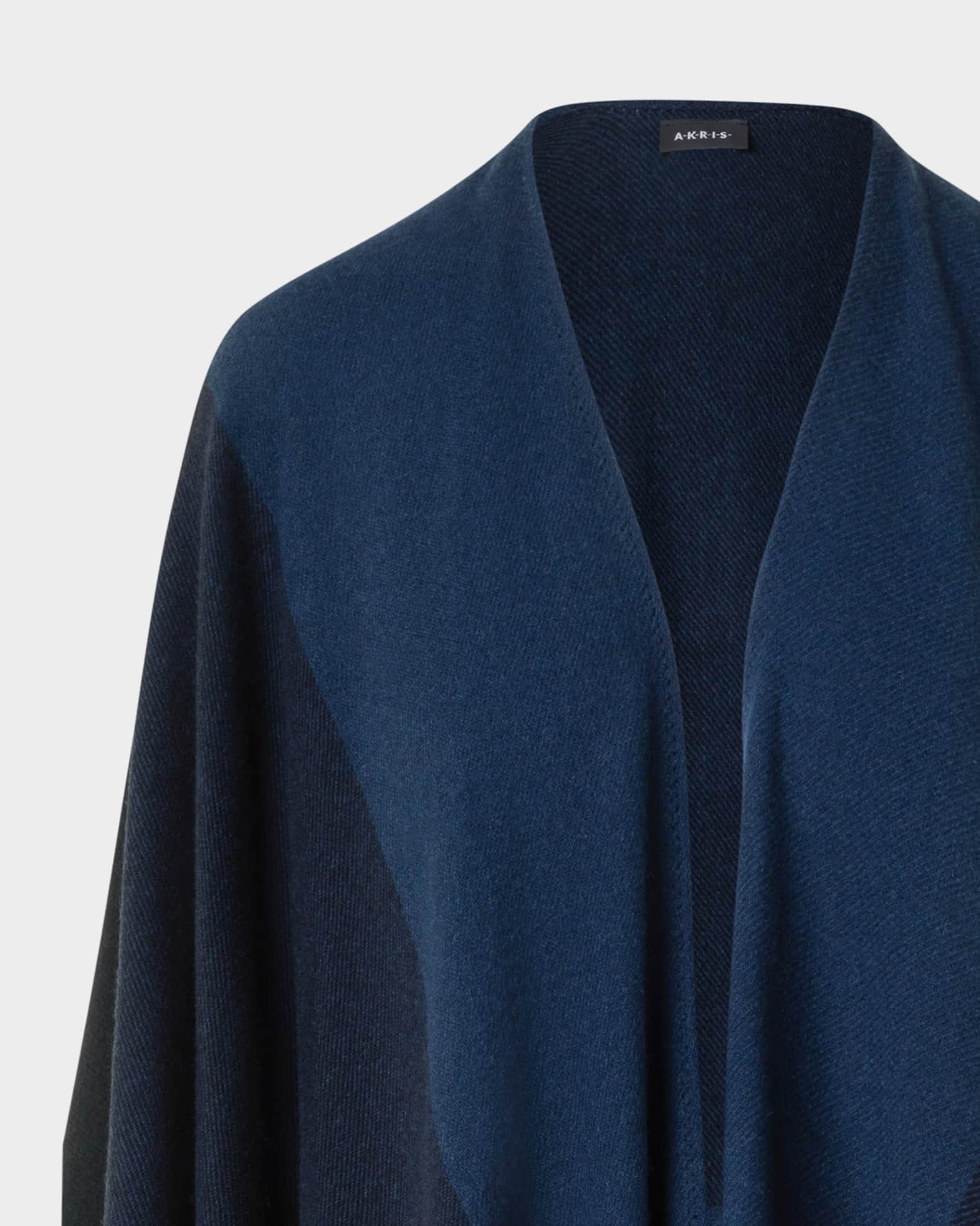 Akris Check Wool-Cashmere Fringed Cape Scarf | Neiman Marcus