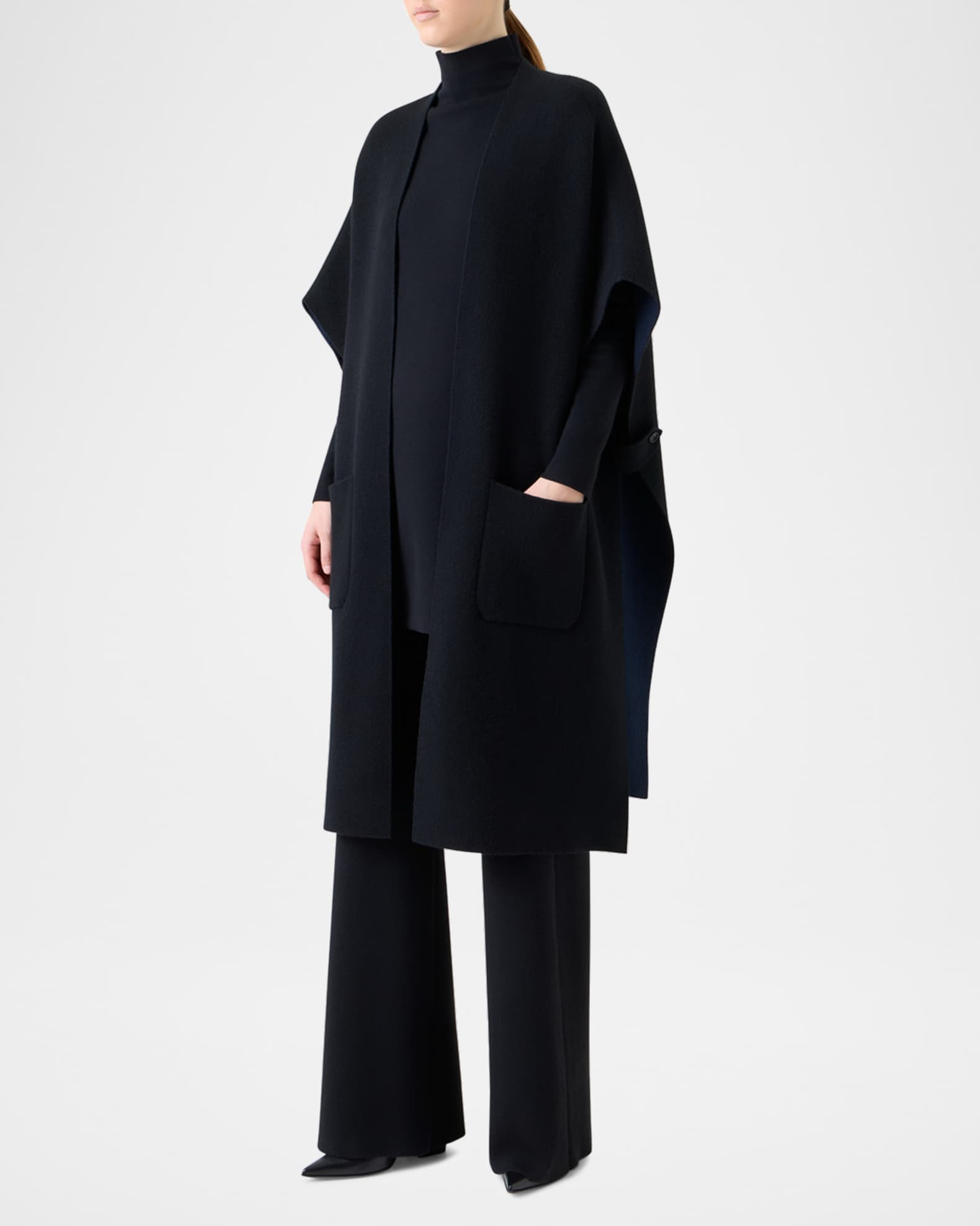 Akris Bicolor Cashmere Double-Face Knit Cape | Neiman Marcus