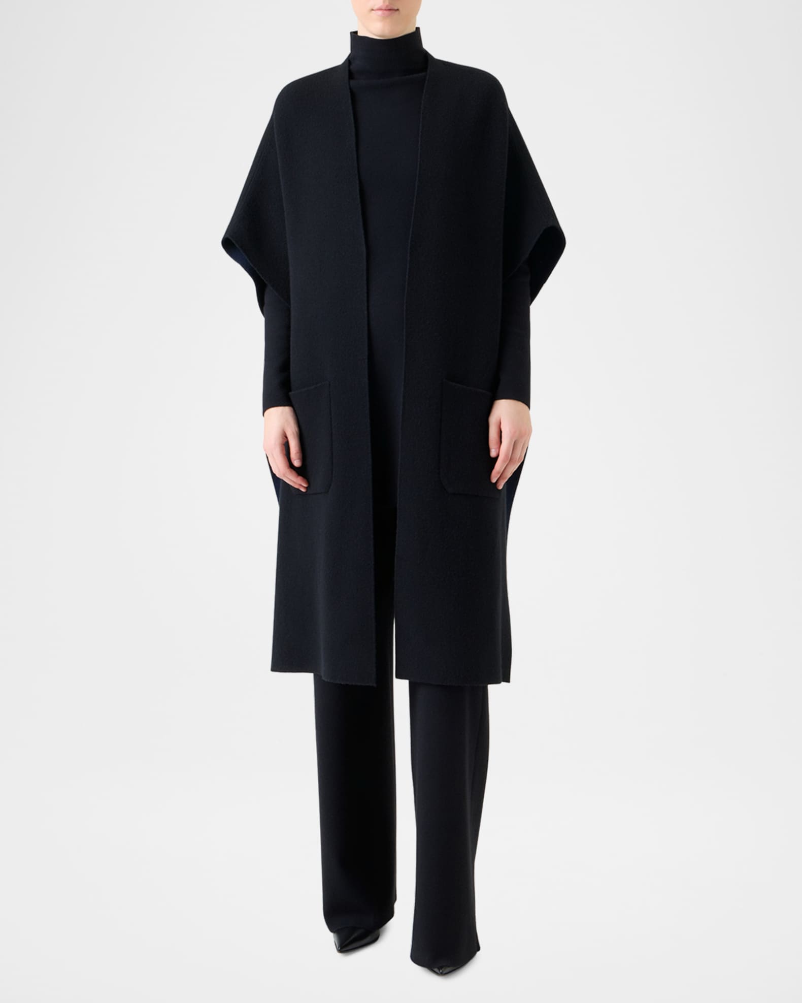 Akris Bicolor Cashmere Double-Face Knit Cape | Neiman Marcus