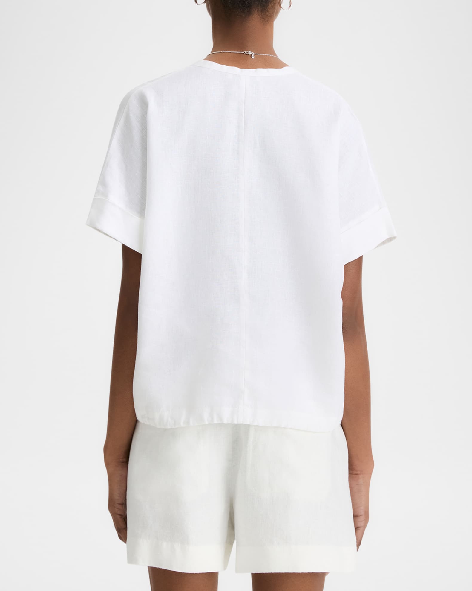Vince Short-Sleeve Linen Top | Neiman Marcus