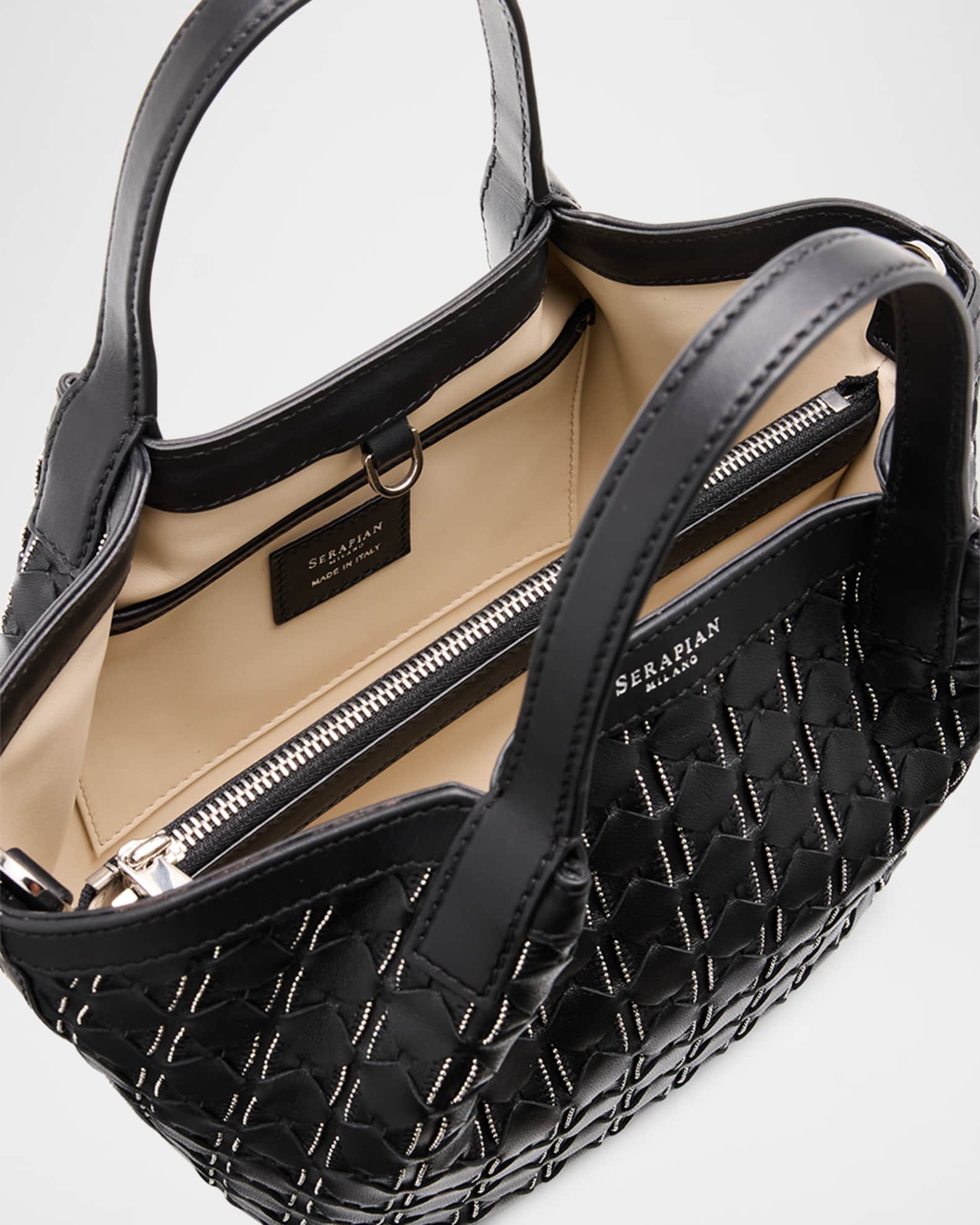 Serapian Mini Secret Mosaico Leather Microchain Tote Bag | Neiman Marcus
