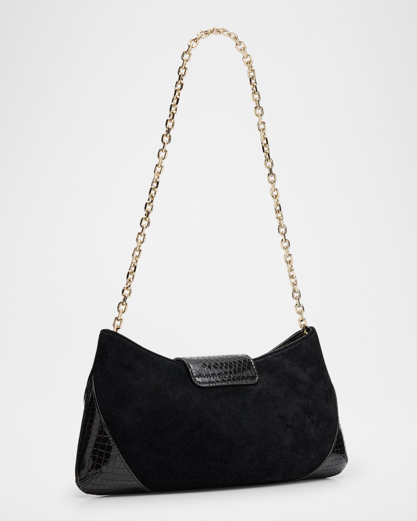Jimmy Choo Bar Suede & Embossed Leather Shoulder Bag | Neiman Marcus