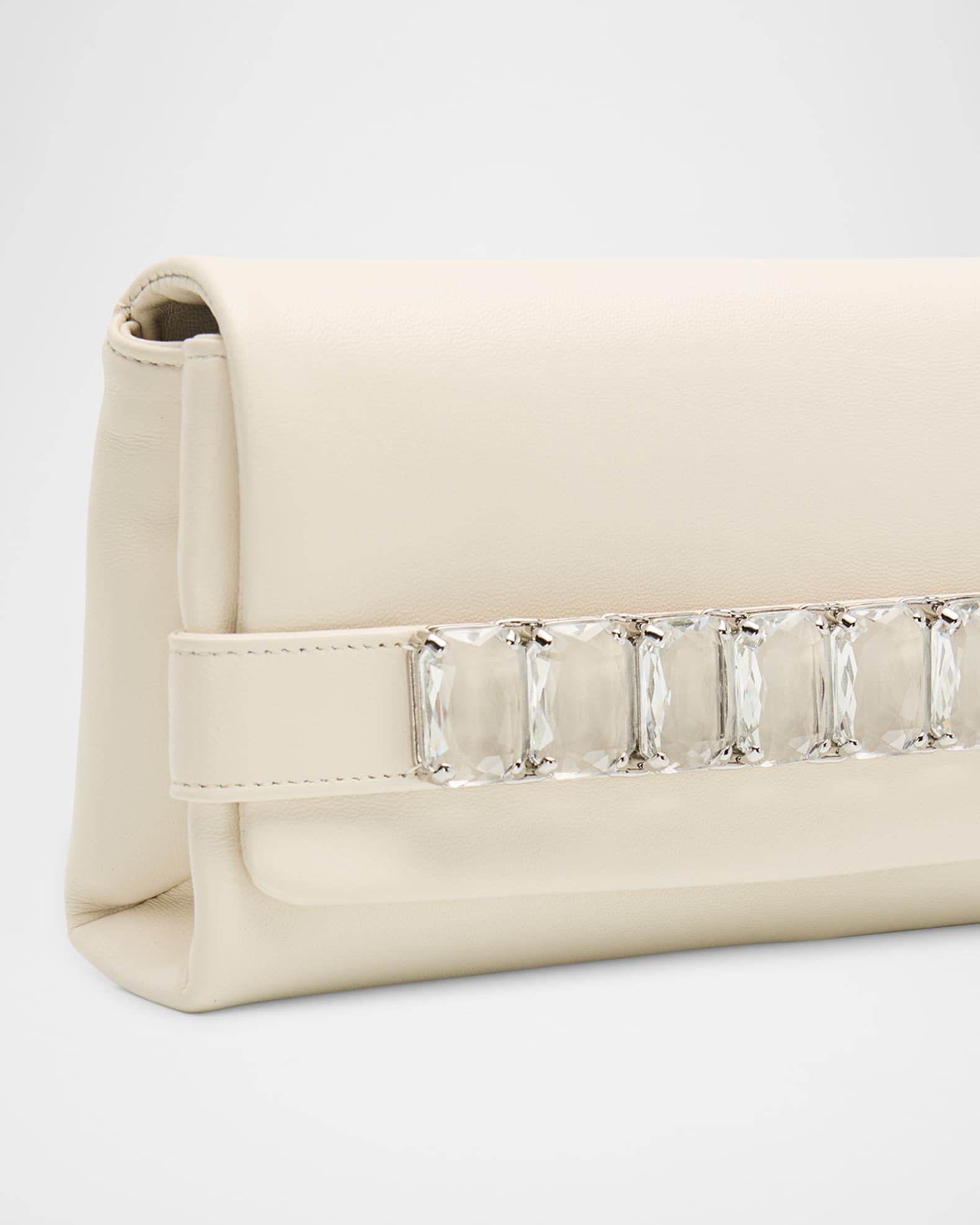 Jimmy Choo Kya Crystal-Embellished Leather Clutch Bag | Neiman Marcus