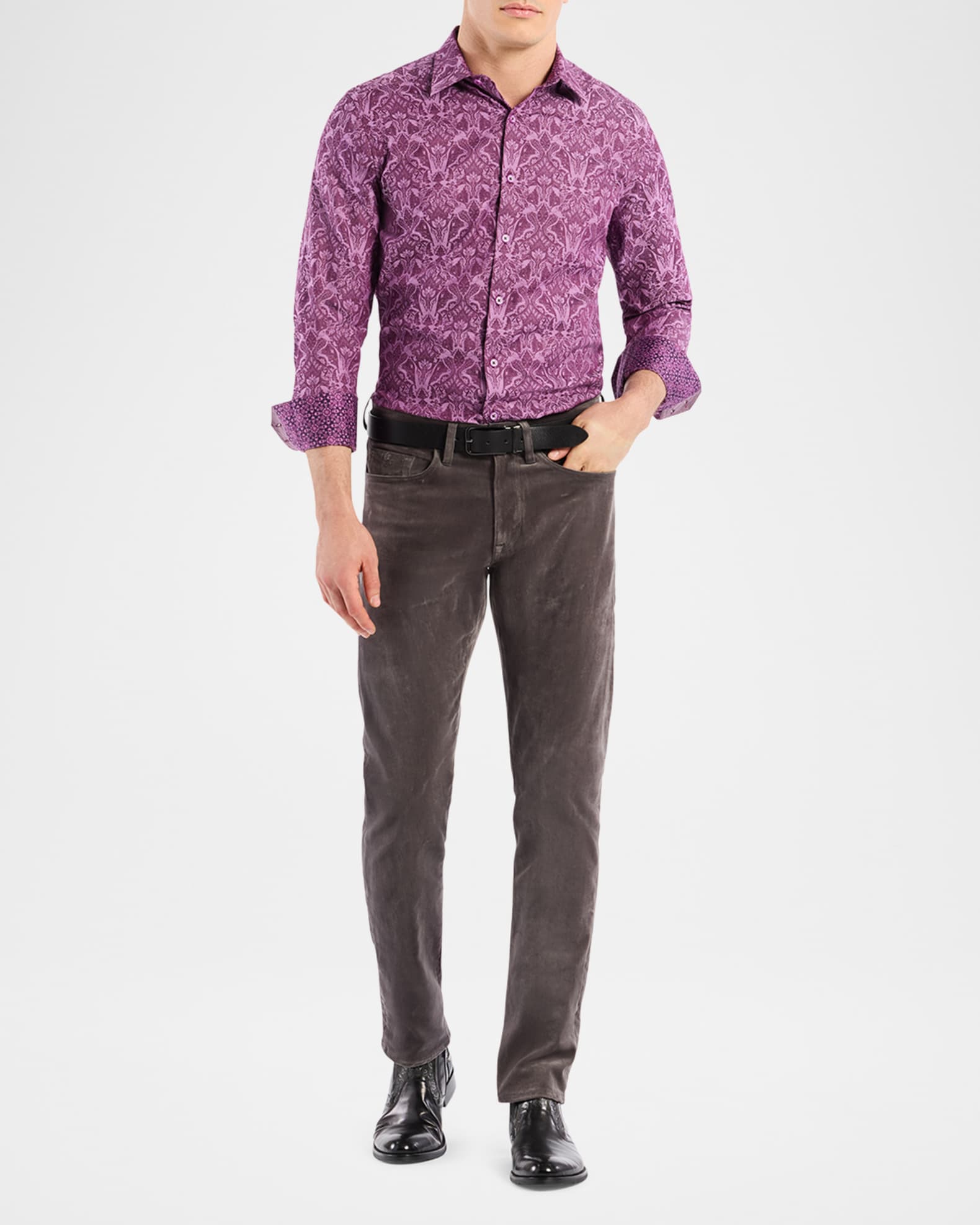 Robert Graham Men's Highland Tonal Damask Sport Shirt | Neiman Marcus