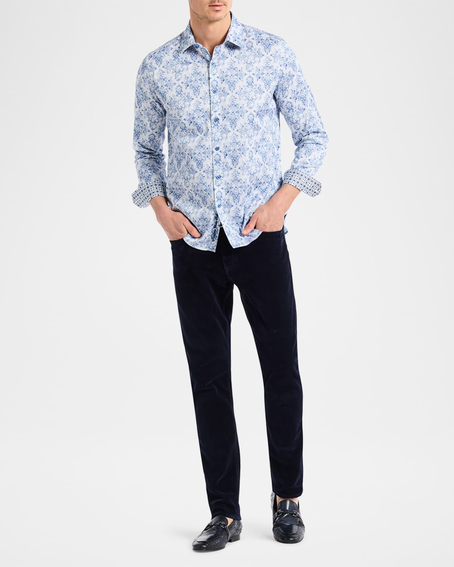 Robert Graham Men's Delancey Damask Stretch Sport Shirt | Neiman Marcus