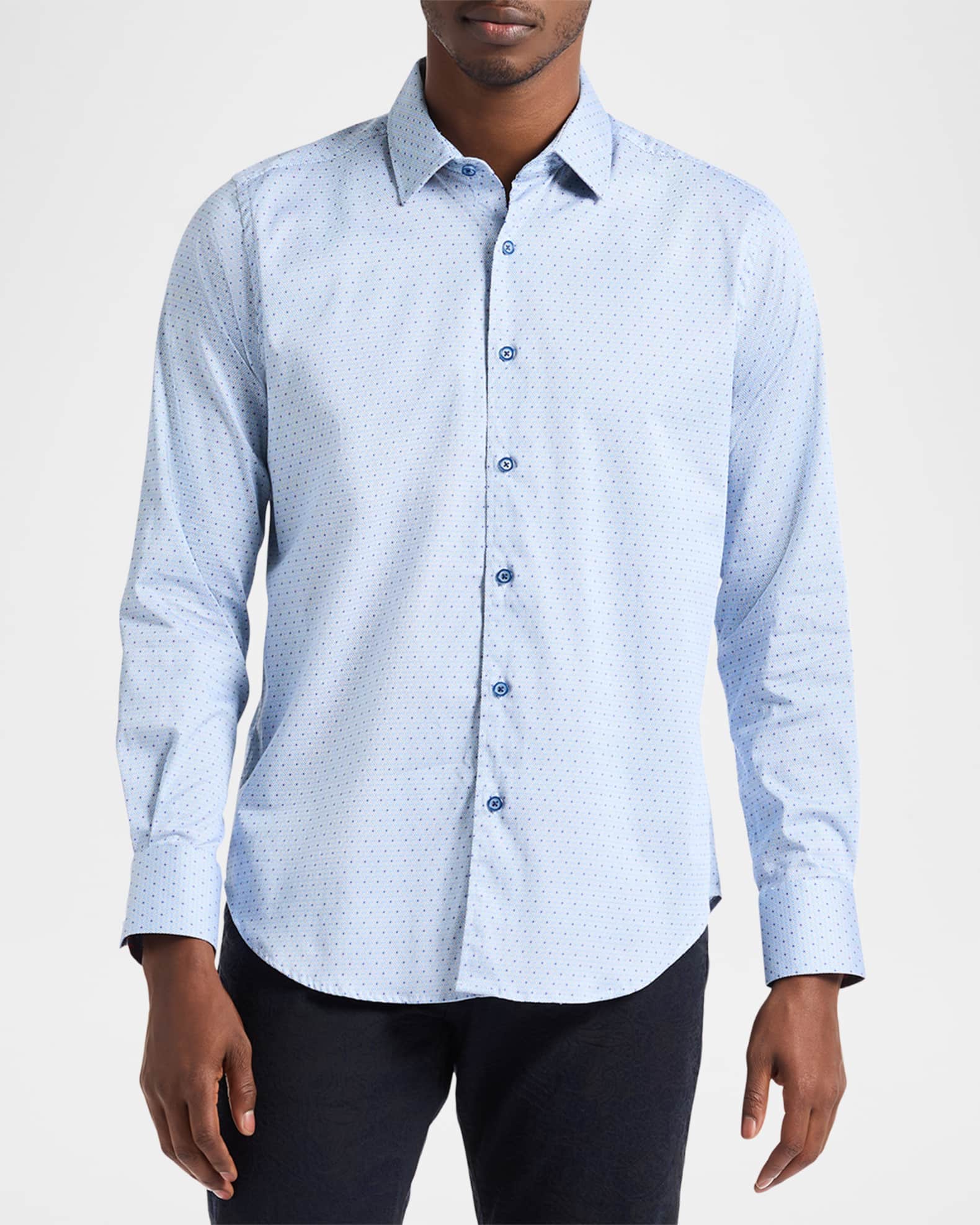 Robert Graham Men's Clayton Dotted Stretch Sport Shirt | Neiman Marcus