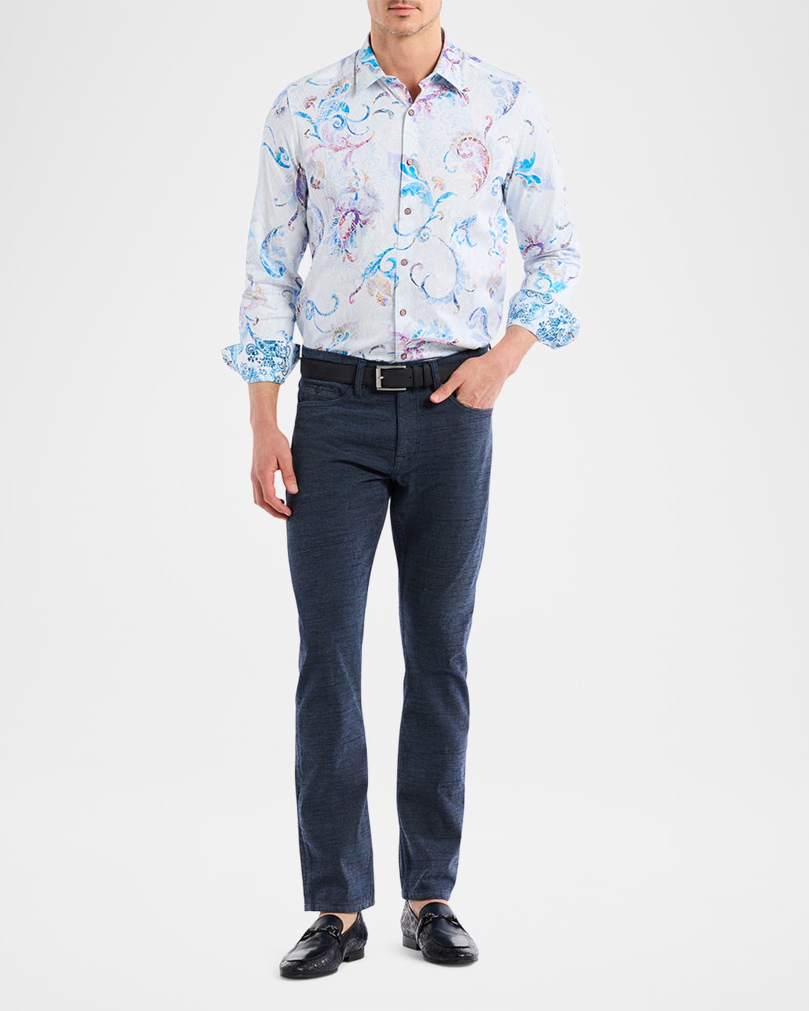 Robert Graham Men's Tilden Paisley Overlay Stretch Sport Shirt | Neiman ...