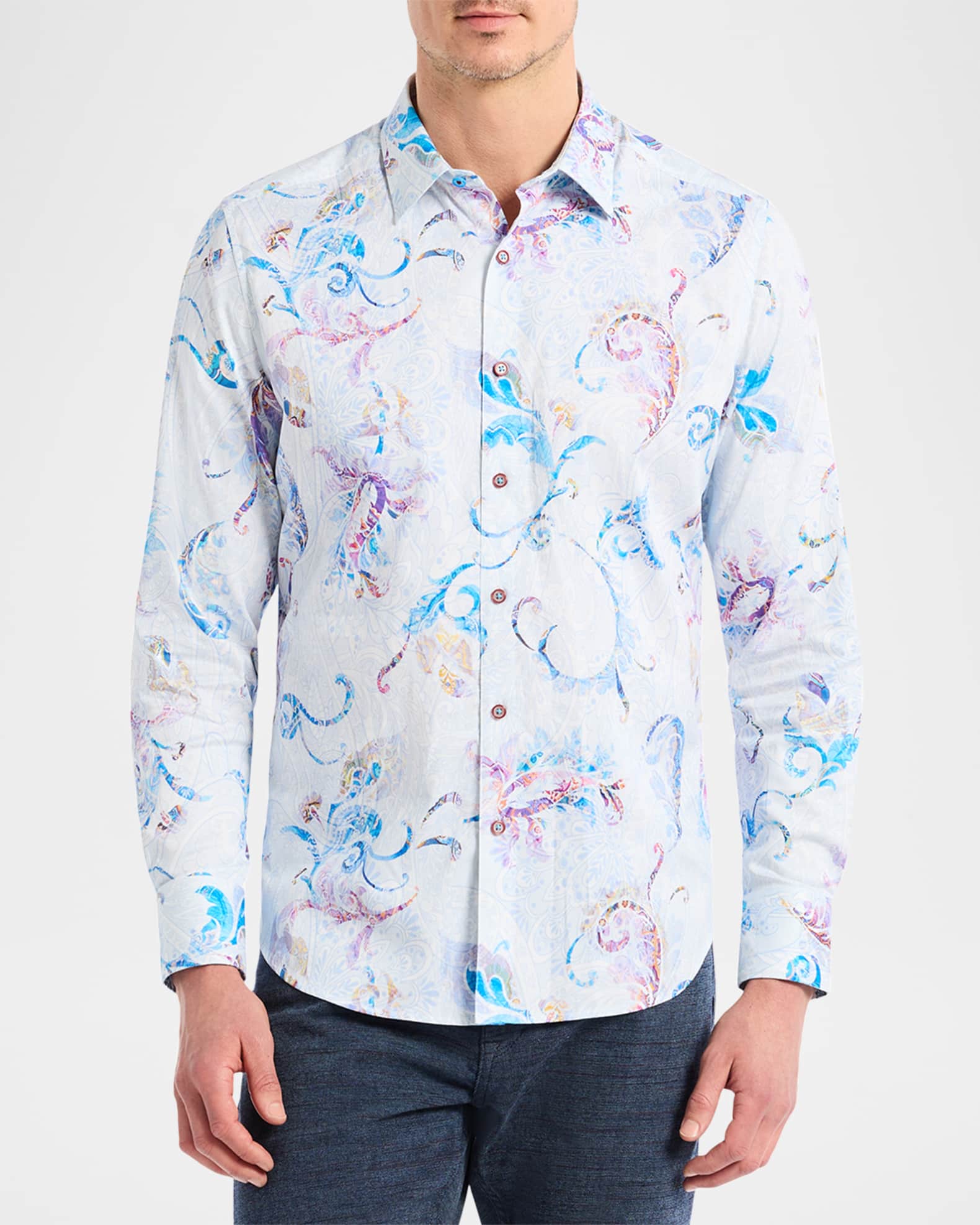 Robert Graham Men's Tilden Paisley Overlay Stretch Sport Shirt | Neiman ...