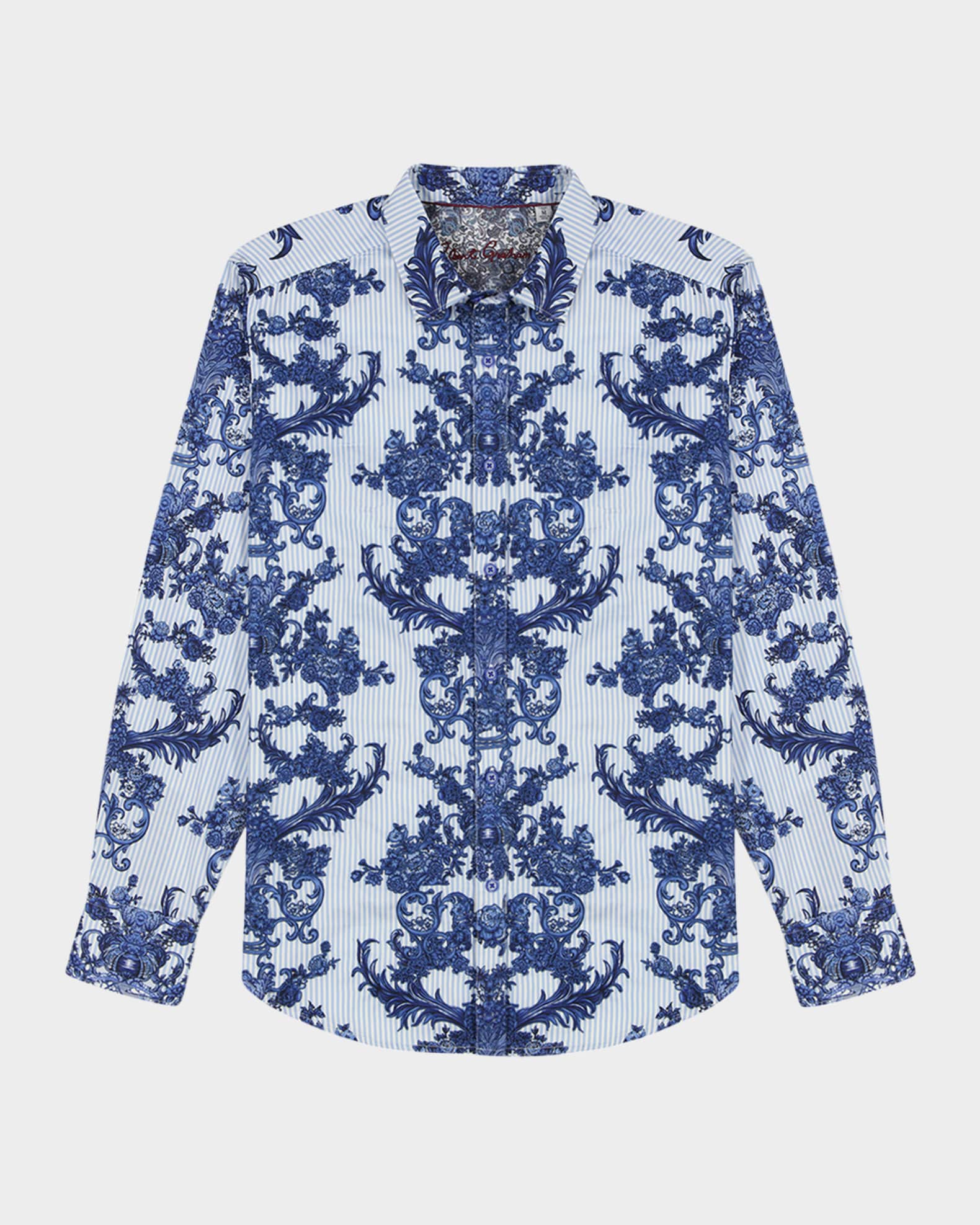 Robert Graham Men's Bayswater Pinstripe Damask Stretch Sport Shirt ...